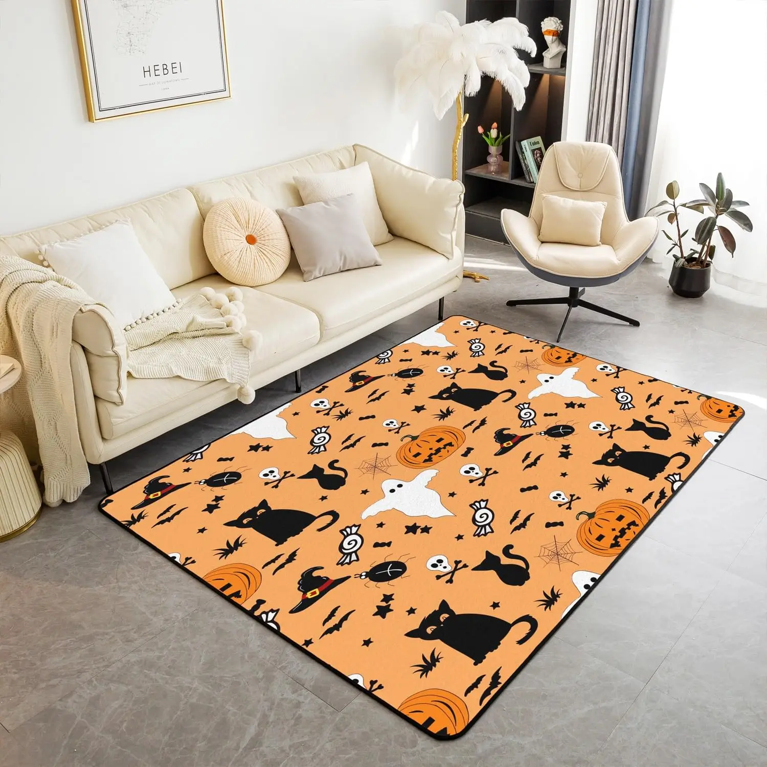 Halloween Carpet Cartoon Horror Night Pumpkin Area Rugs Bedroom ...