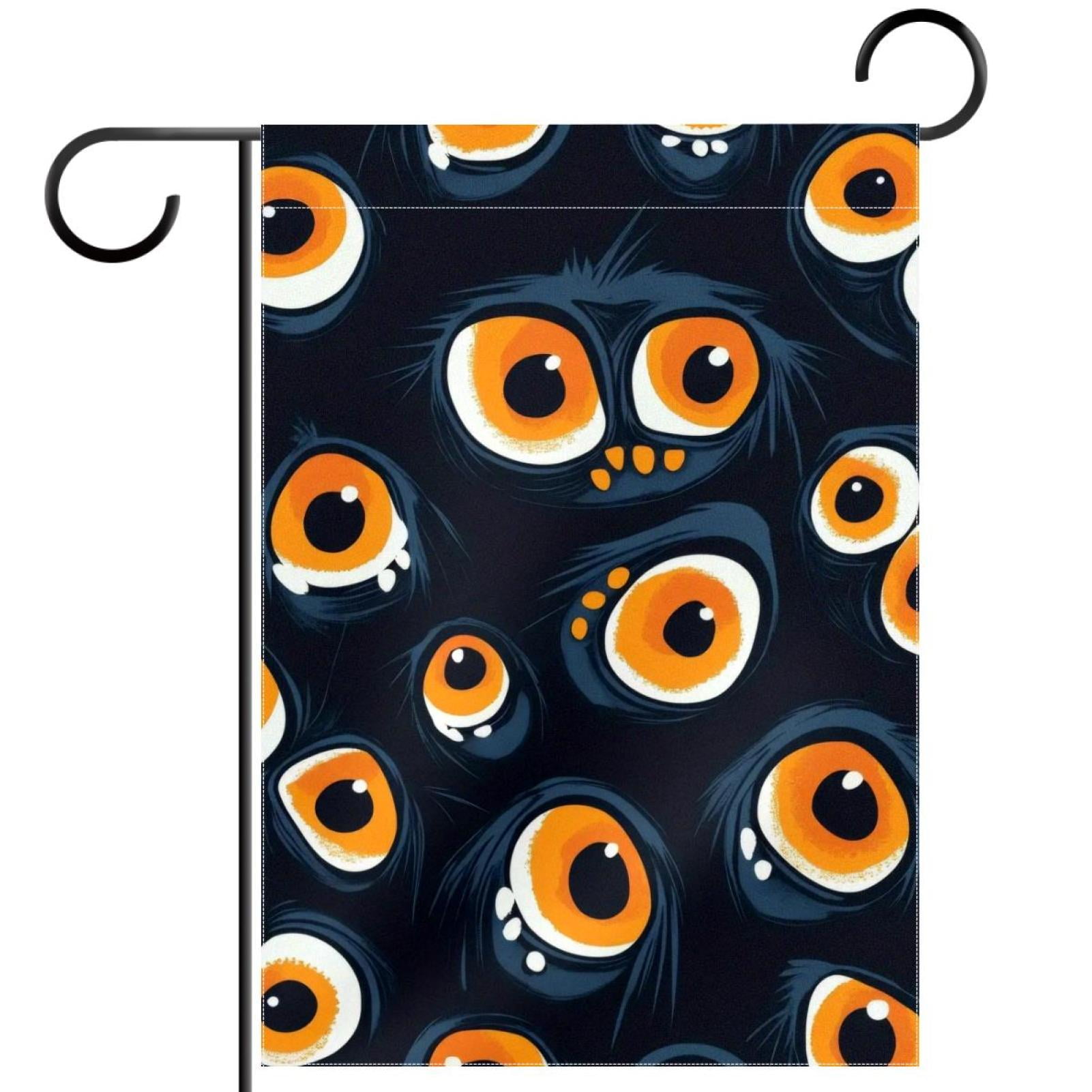 Halloween Cartoon Eyes Monsters Pattern Double Sided Garden Flag ...