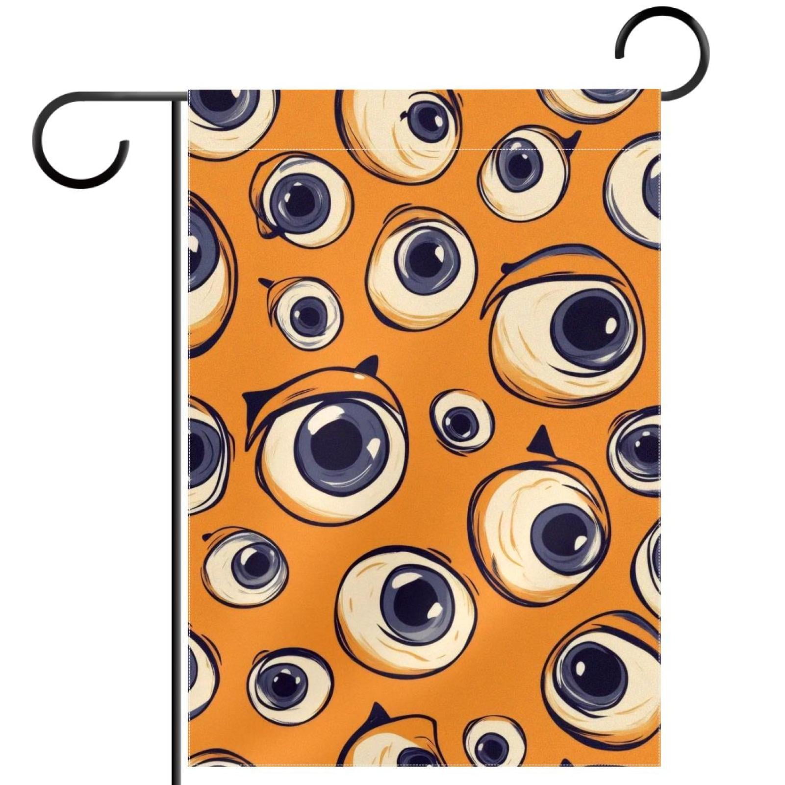 Halloween Cartoon Eyes Seamless Monsters Pattern Garden Flag Double ...