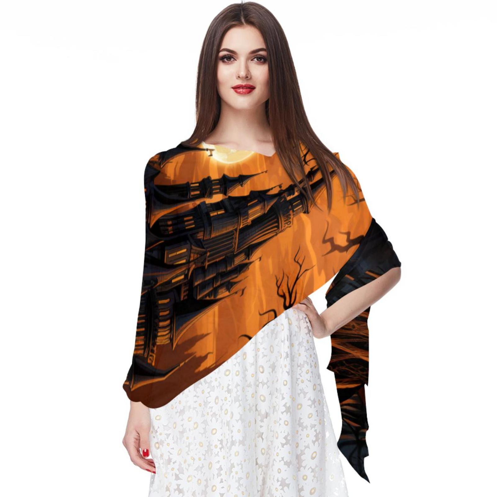 Halloween Castle Beautiful Translucent Chiffon Yarn Hair Scarf 180*73 (70.86*28.7in) - Light and ...