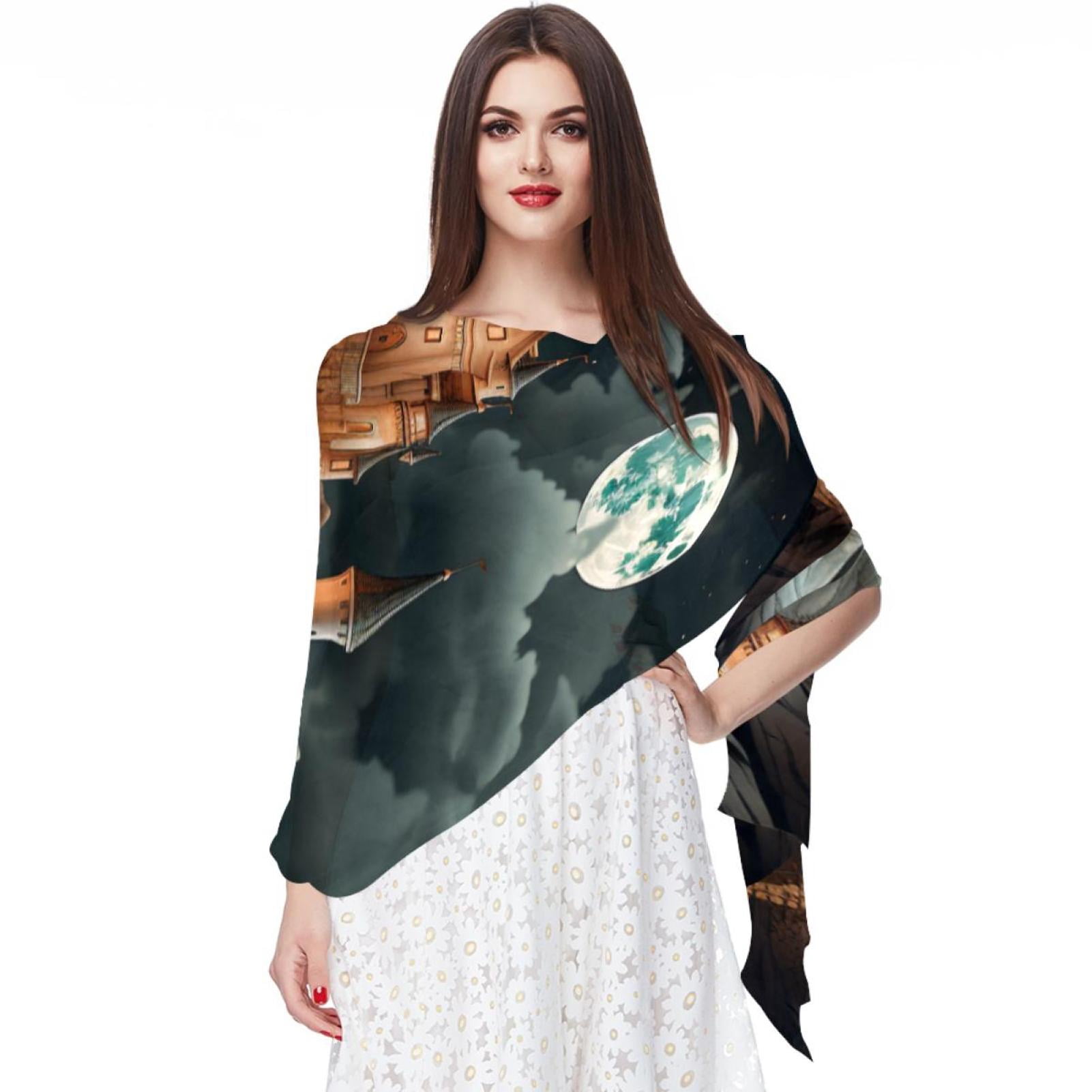 Halloween Castle Elegant Chiffon Yarn Silk Scarf for Women ...