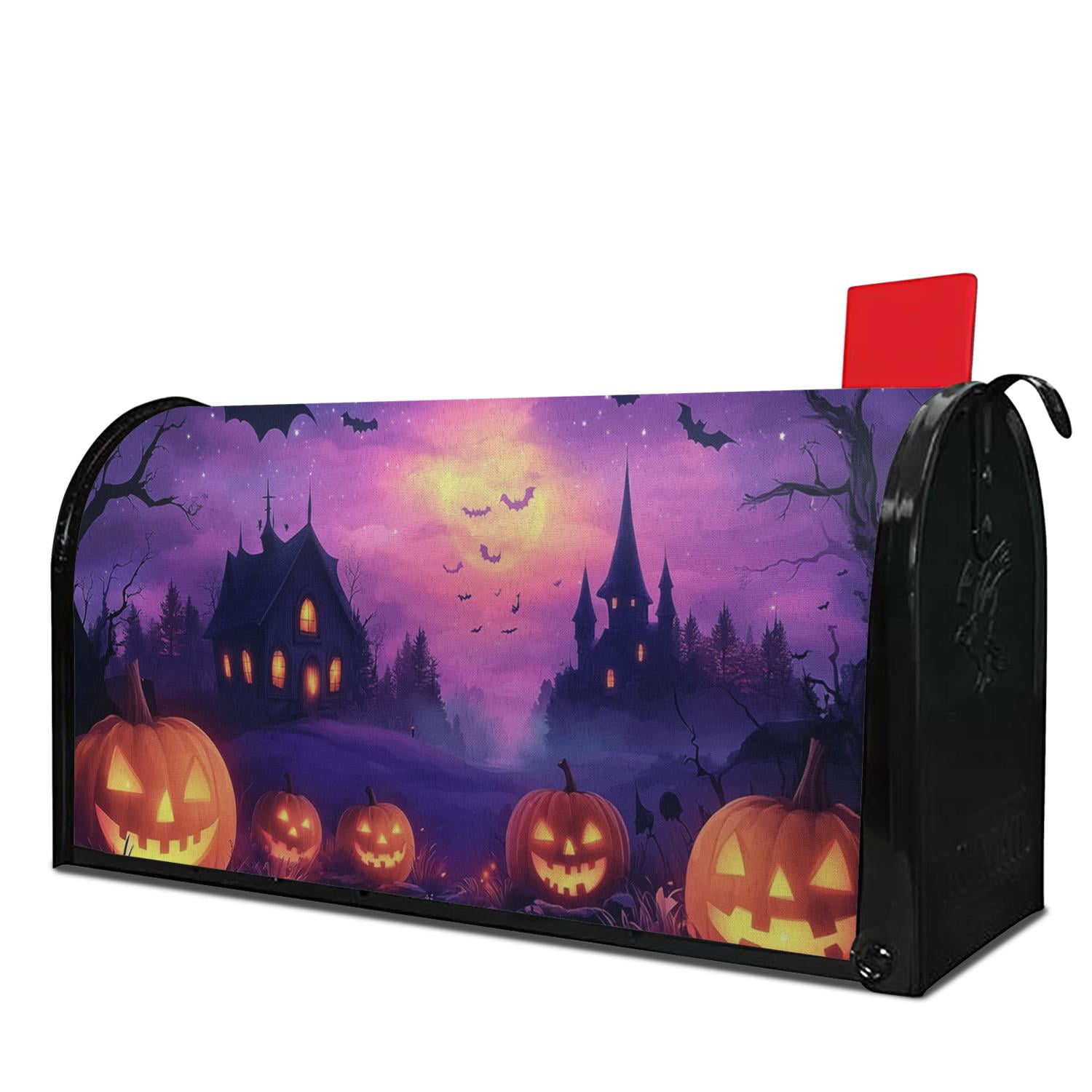 Halloween Castle Evil Pumpkin Purple Spooky Mailbox Cover,Magnetic ...