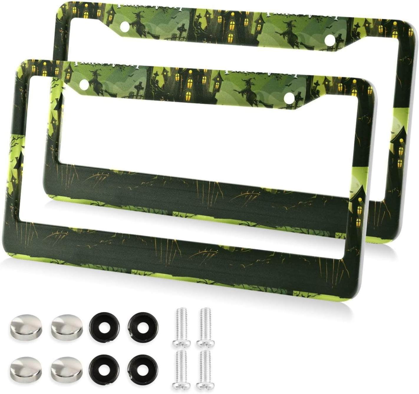 Halloween Castle Green Print License Plate Frame, Decorative Aluminum ...