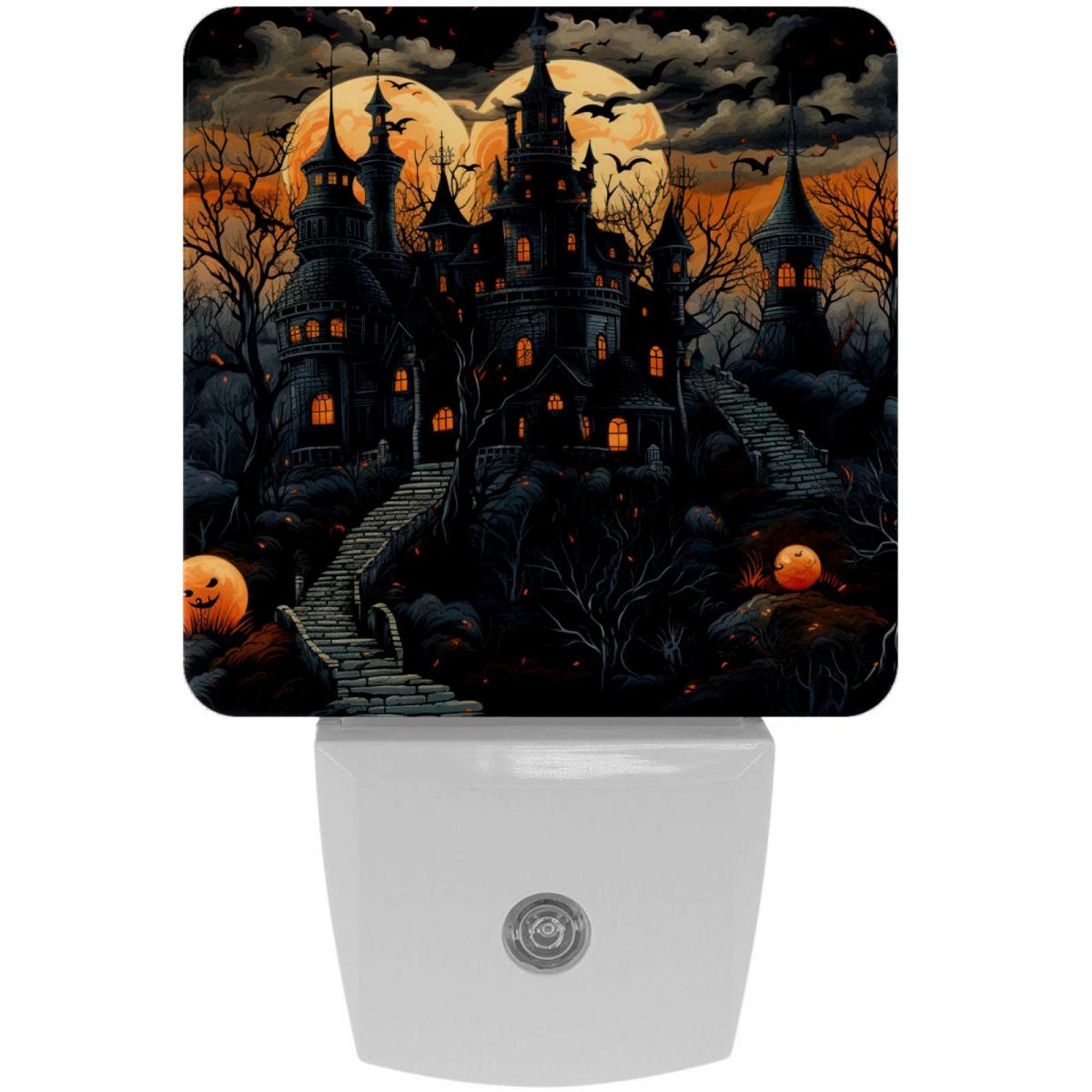 Halloween Castle LED Square Night Lights - Modern Design, Soft Glow ...