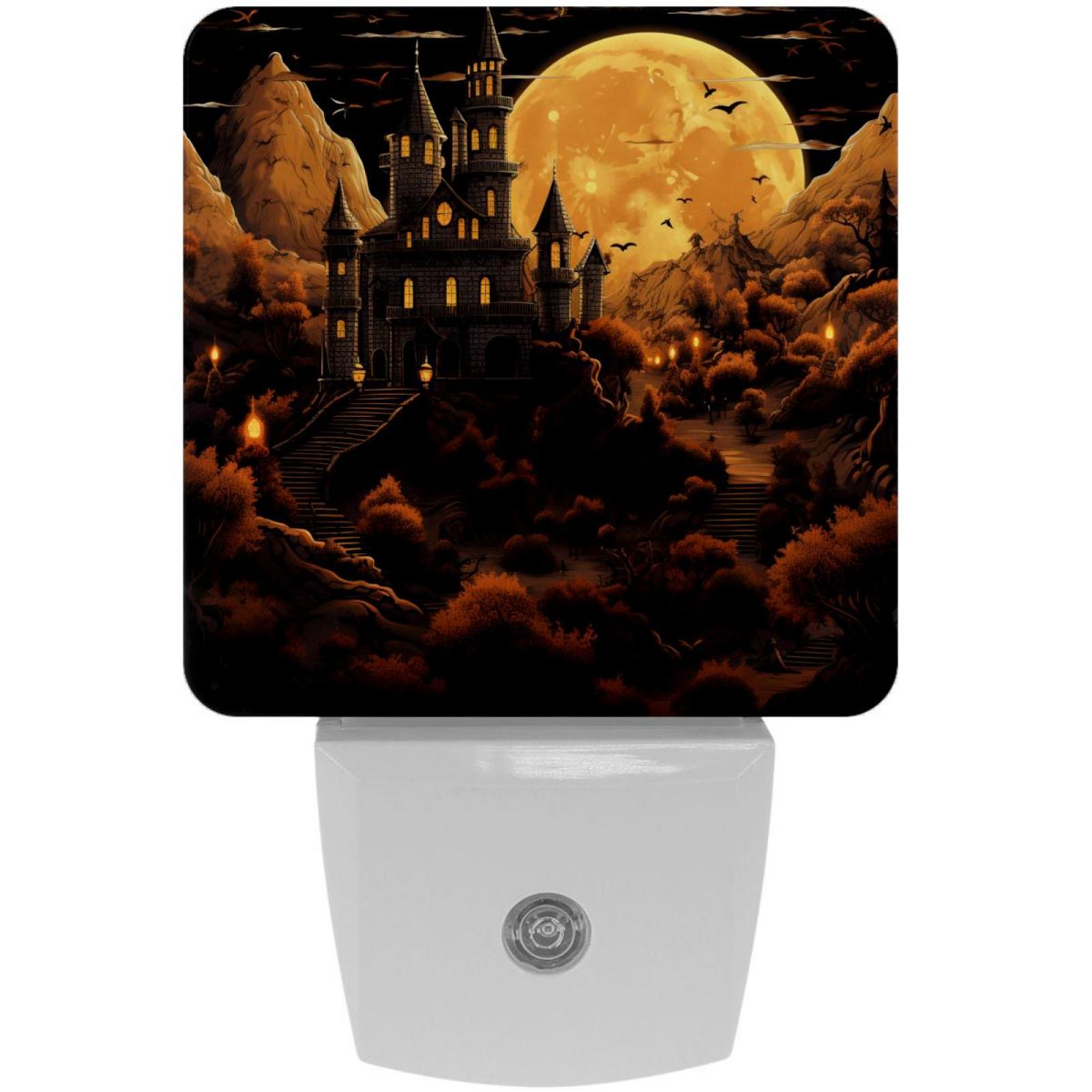 Halloween Castle LED Square Night Lights - Modern Design, Soft Glow ...