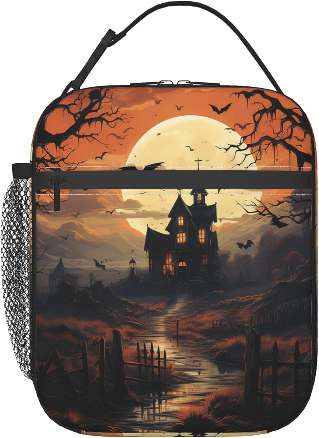 Halloween Castle Luncha Bag Spooky Bat Lunch Box for Women Men Reusable ...