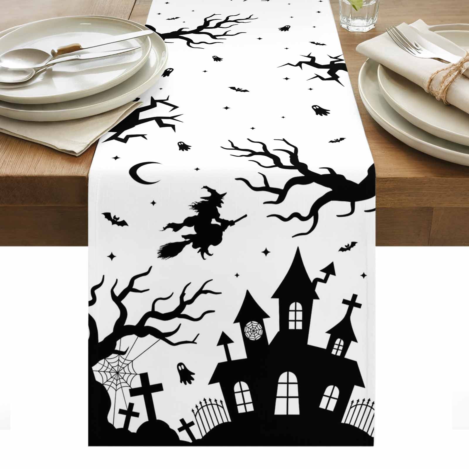 Halloween Castle Table Runner - 36 Inch Long, Kitchen Dining Table ...