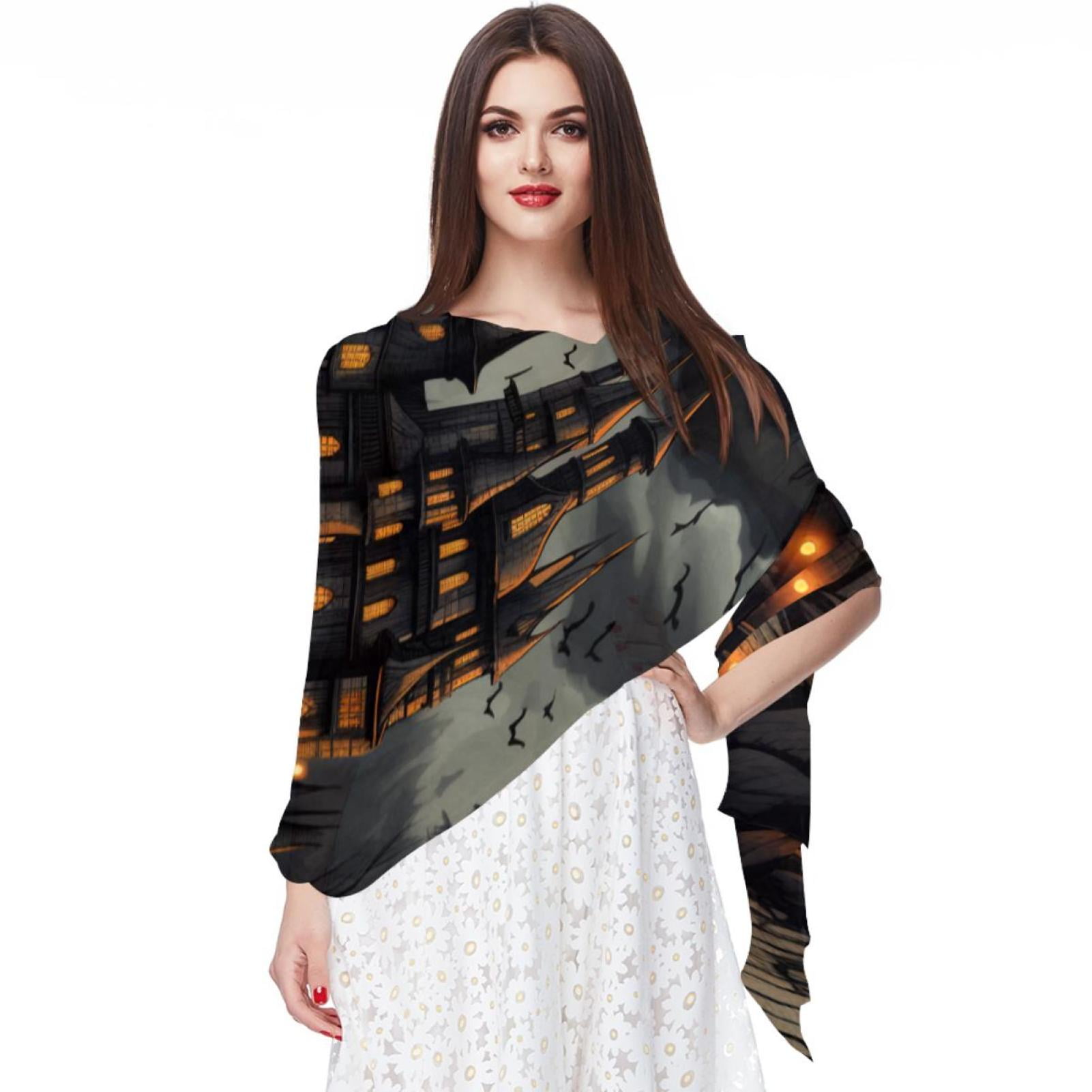 Halloween Castle Translucent Light and Breathable Chiffon Silk Scarf 70 ...