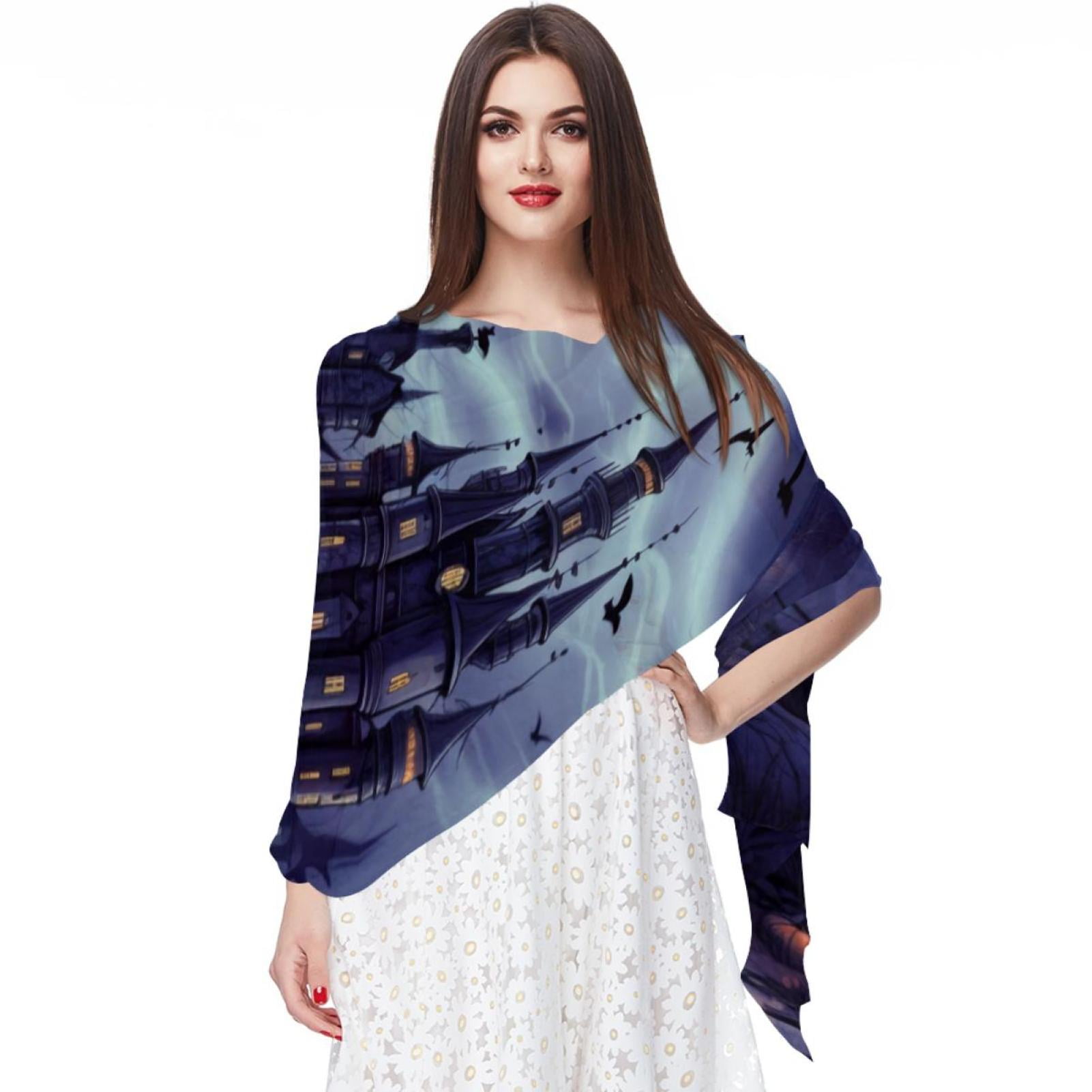 Halloween Castle Translucent Light and Breathable Chiffon Silk Scarf 70 ...