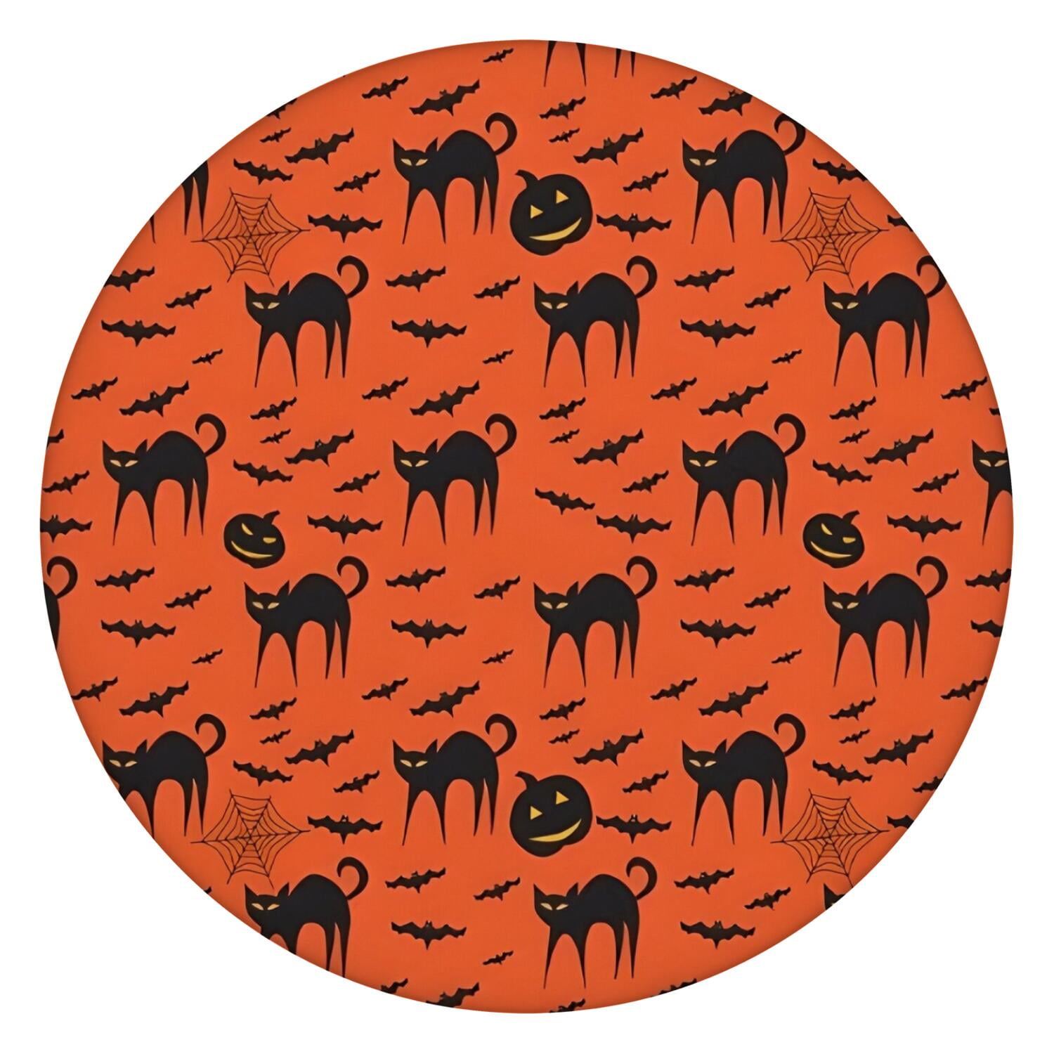 Halloween Cat & Bat Pattern Round Fitted Tablecloth with Elastic Edge ...
