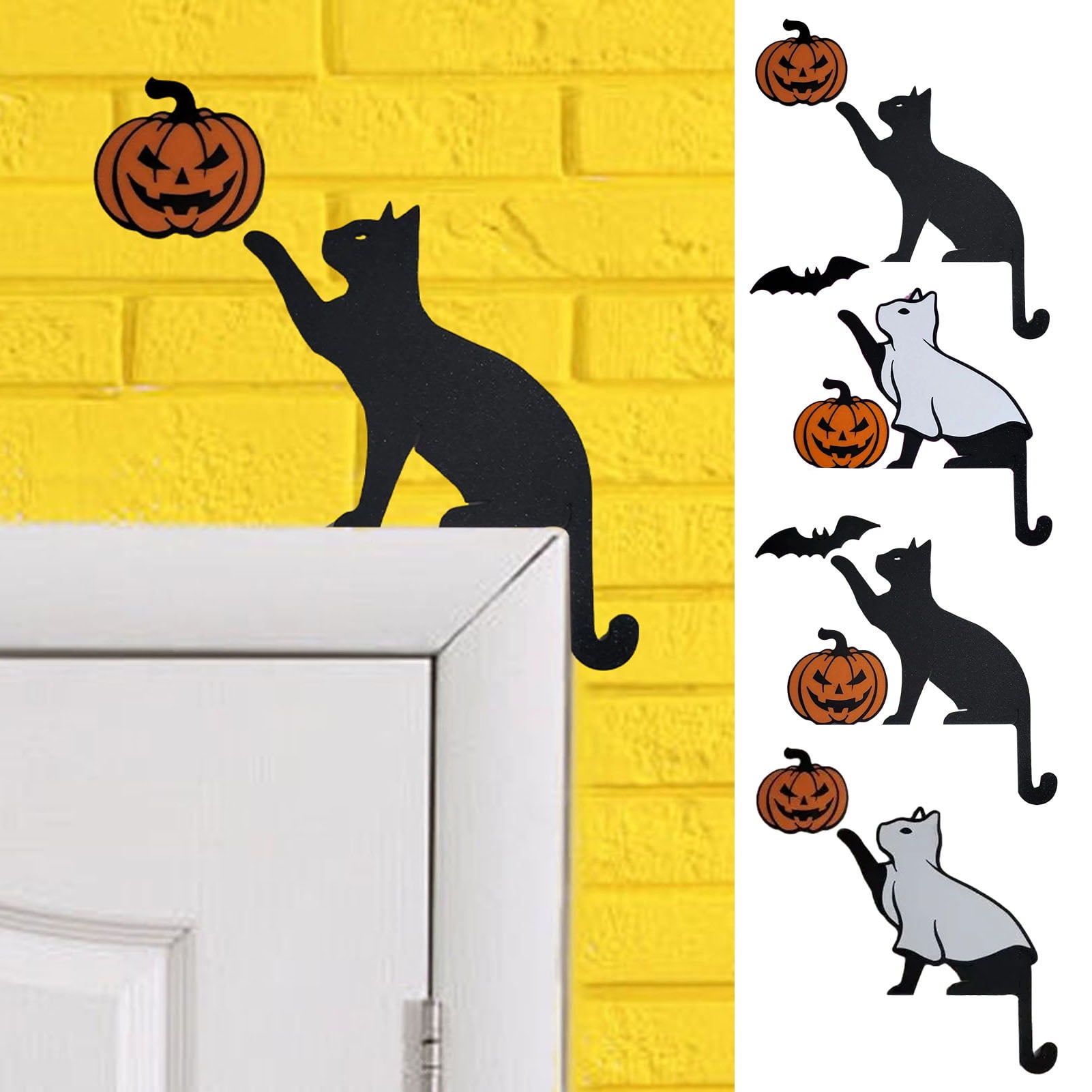 Halloween Cat Door Topper Metal Black Cat Ghost Door Corner Decoration ...