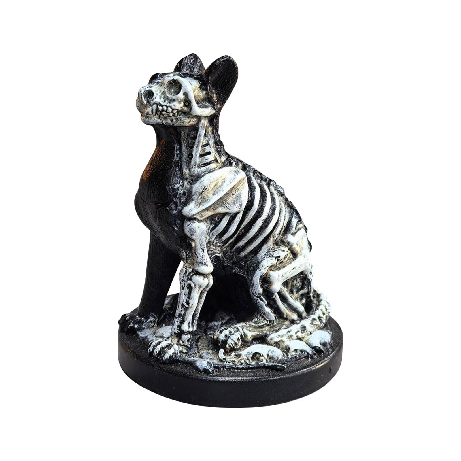 Halloween Cat Statue Sugar Animal Sculpture Skeleton Figure Home Desk ...