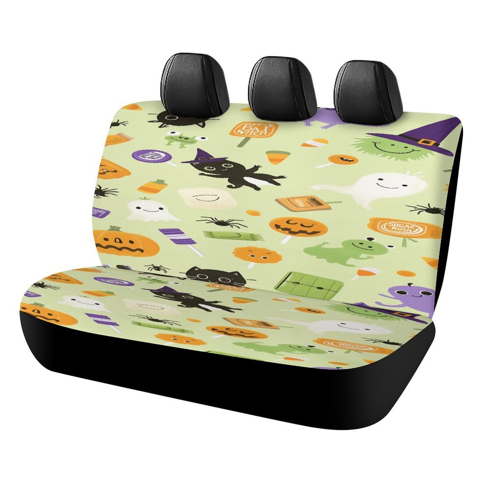 Halloween Cats Ghosts Pumpkins Spiders Candy Witch Car Rear Seat Cover ...