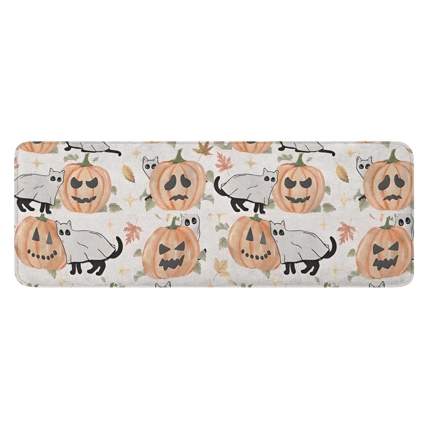 Halloween Cats and Pumpkins Pattern Kitchen Rug Mat,Kitchen Runner Rugs ...