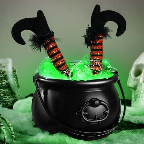 Halloween Cauldrons Decorations, Black Halloween Witch Legs in Cauldron ...