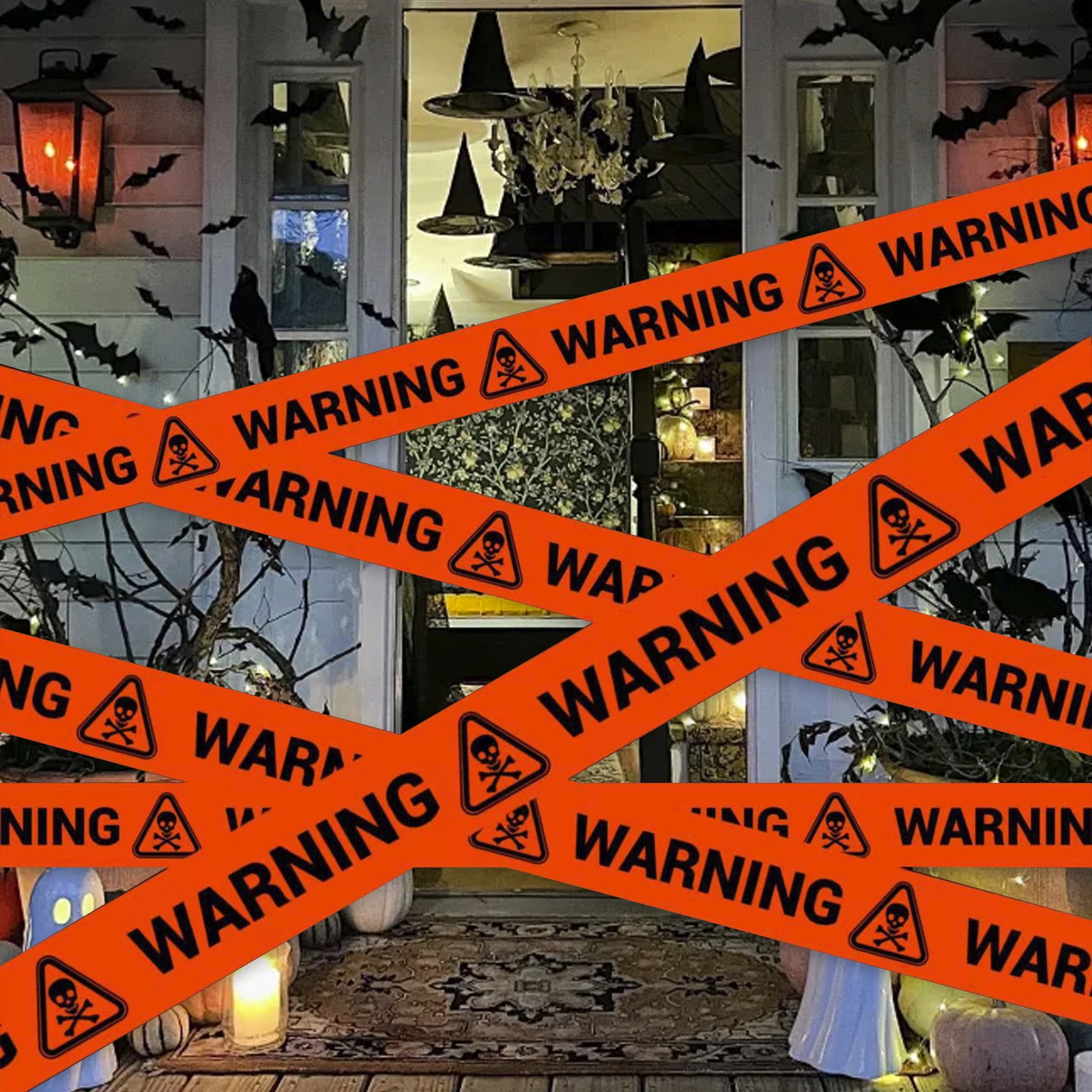 Halloween Caution Tape Decor With Bloody Handprints 19 7ft Scary