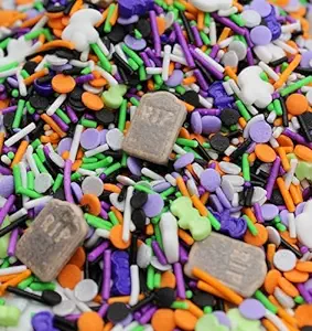 Halloween Cemetary & Ghost Sprinkles 8 Ounce Bag-Spooky Hard Candy For ...