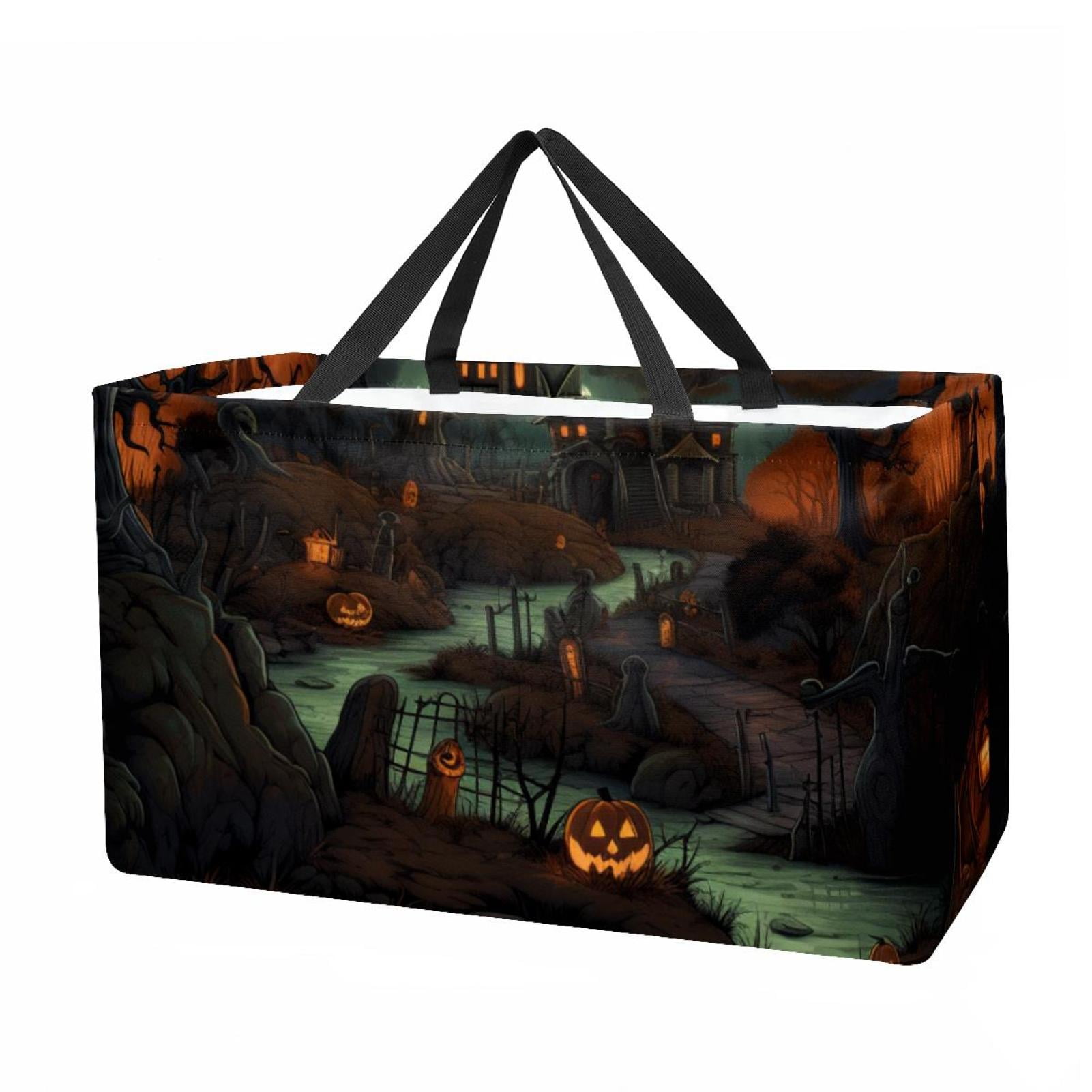 Halloween Cemetery Large Capacity Reusable Shopping Basket Oxford Cloth ...