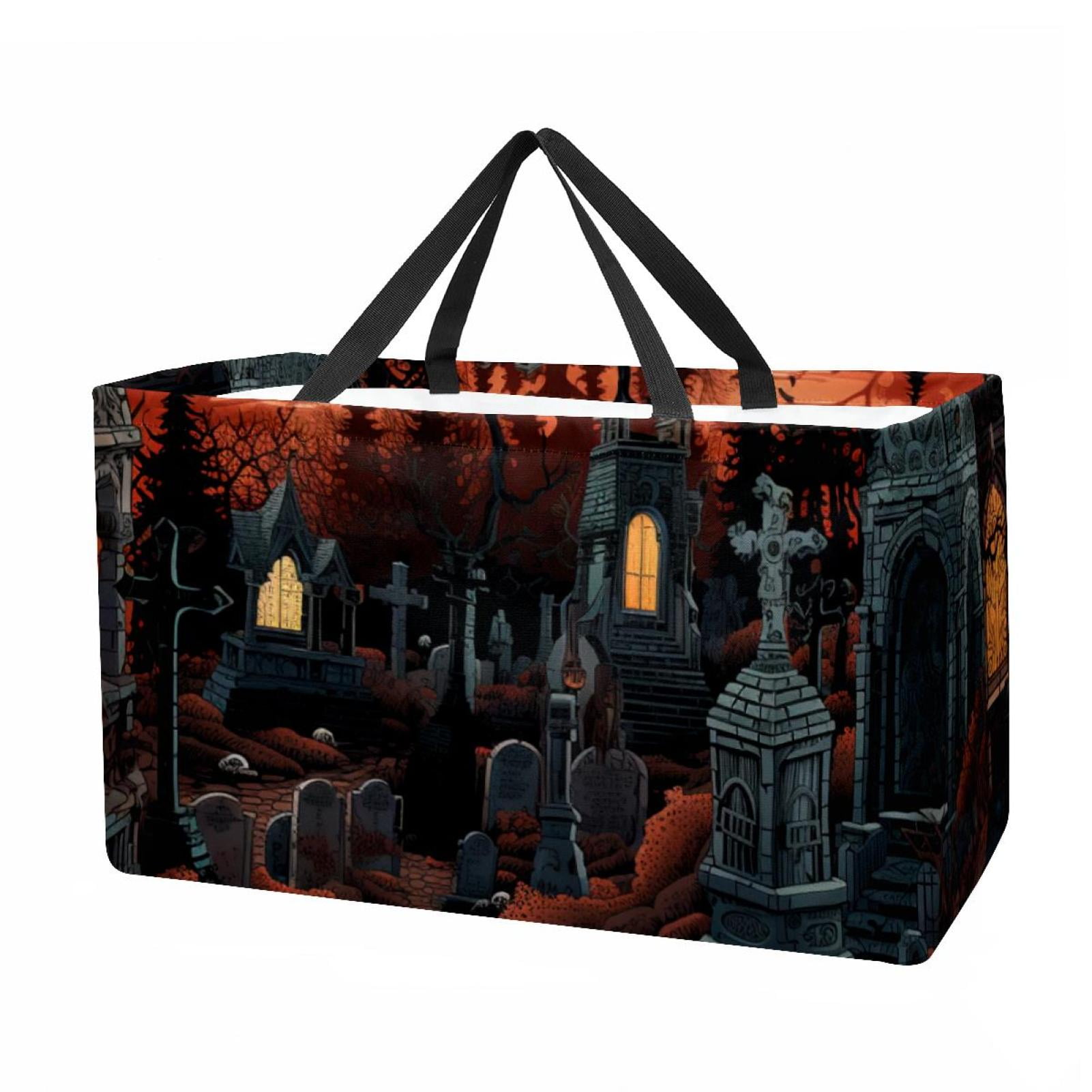 Halloween Cemetery Large Capacity Reusable Shopping Basket Oxford Cloth ...