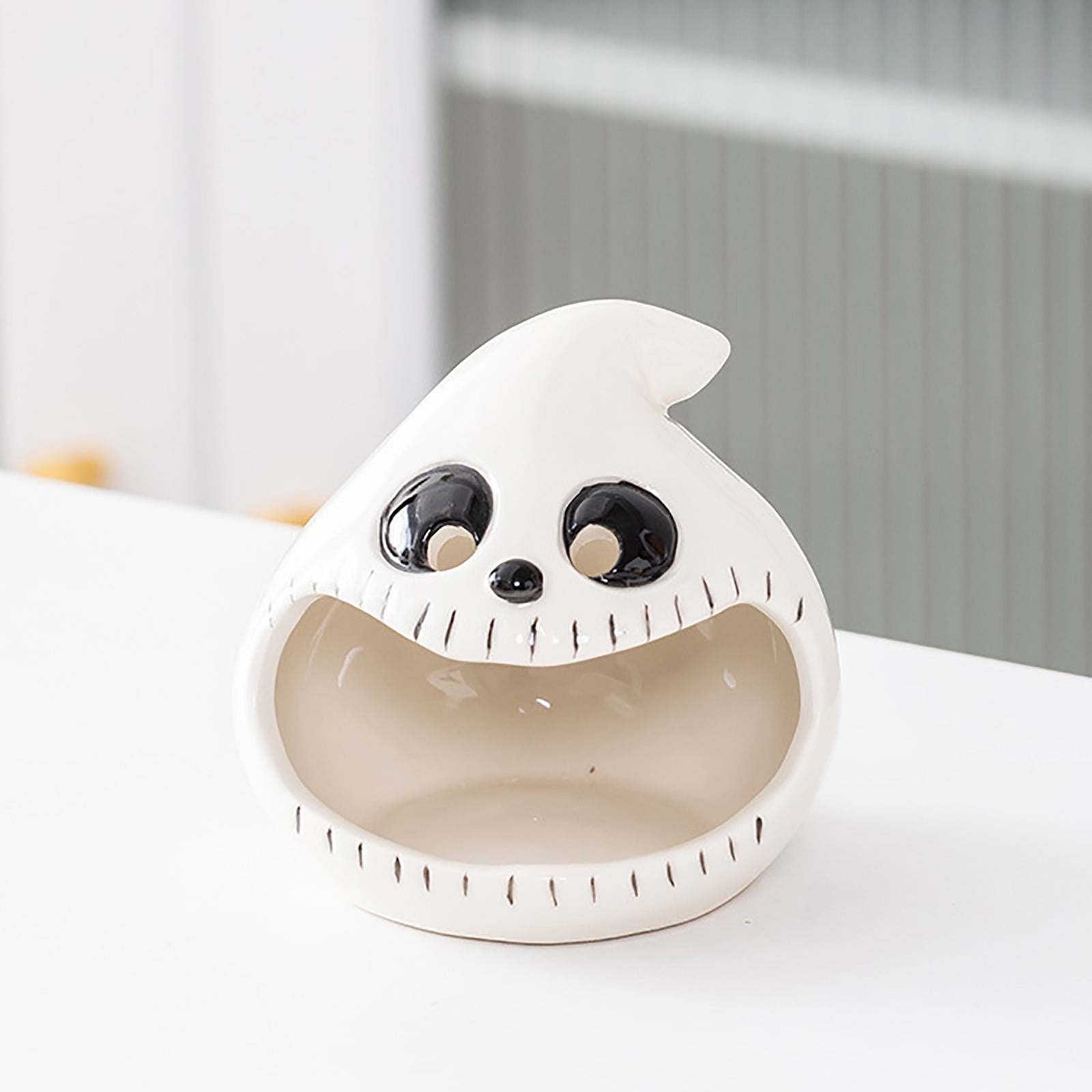 Halloween Ceramic Ghost Candlestick Candy Can 2-in-1. LED lighting ...