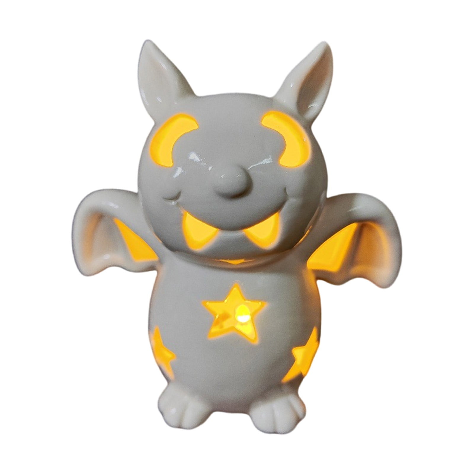 Halloween Ceramic Halloween Lamps, Ceramic Double Pumpkin LED Lamps, Star Ghosts, White Bat ...