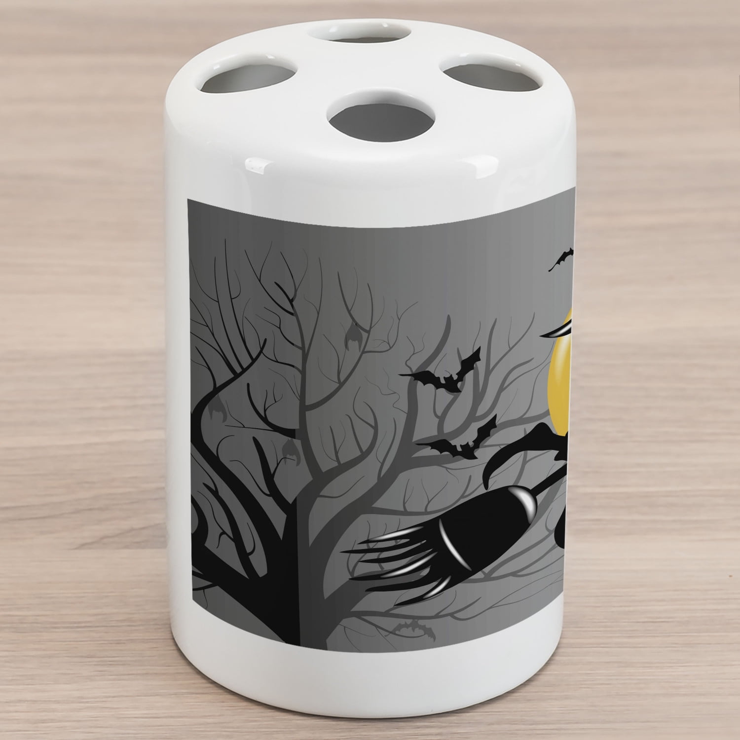 Halloween Ceramic Toothbrush Holder, Flying Spooky Smiling Witch ...
