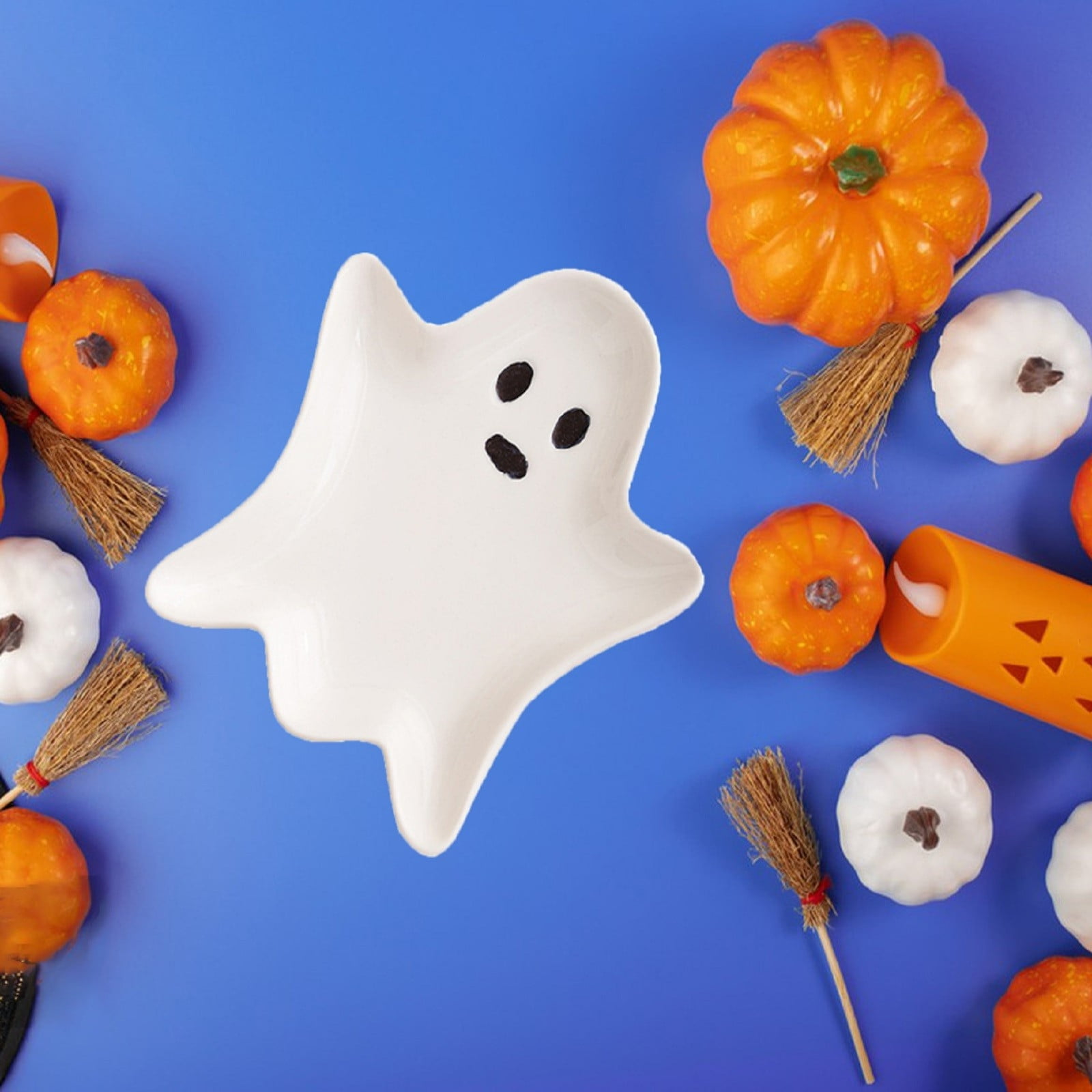 Halloween Ceramic Tray Set - Ghost Pattern Serving Plates for Party ...