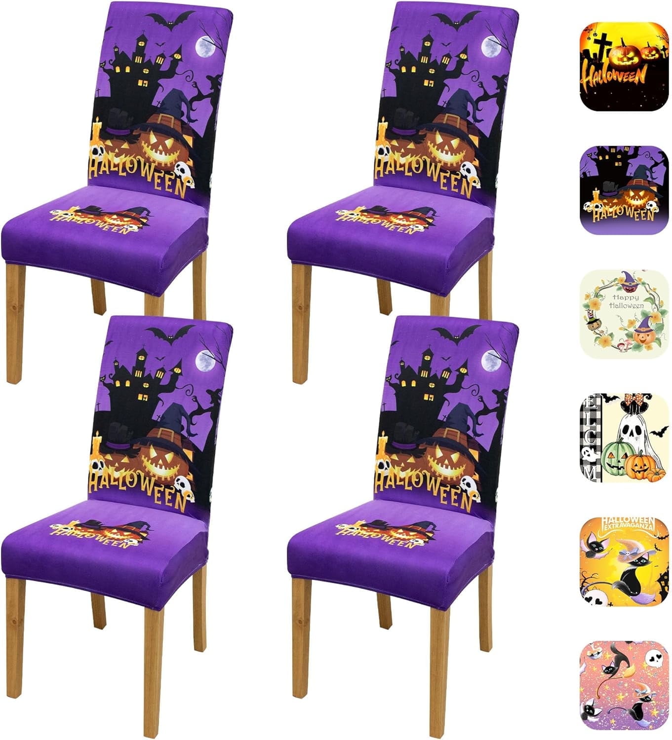 Halloween Chair Covers，Halloween Dining Chair Protectors, Stretch ...