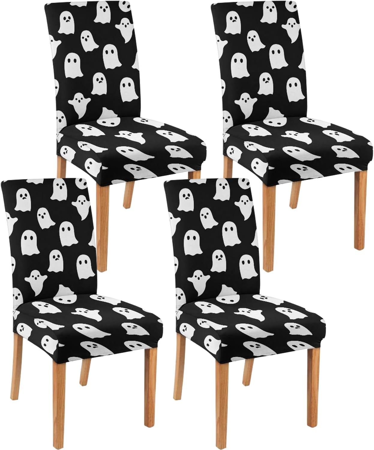 Halloween Chair Covers Set of 4,Holiday Dining Stretch Removable ...