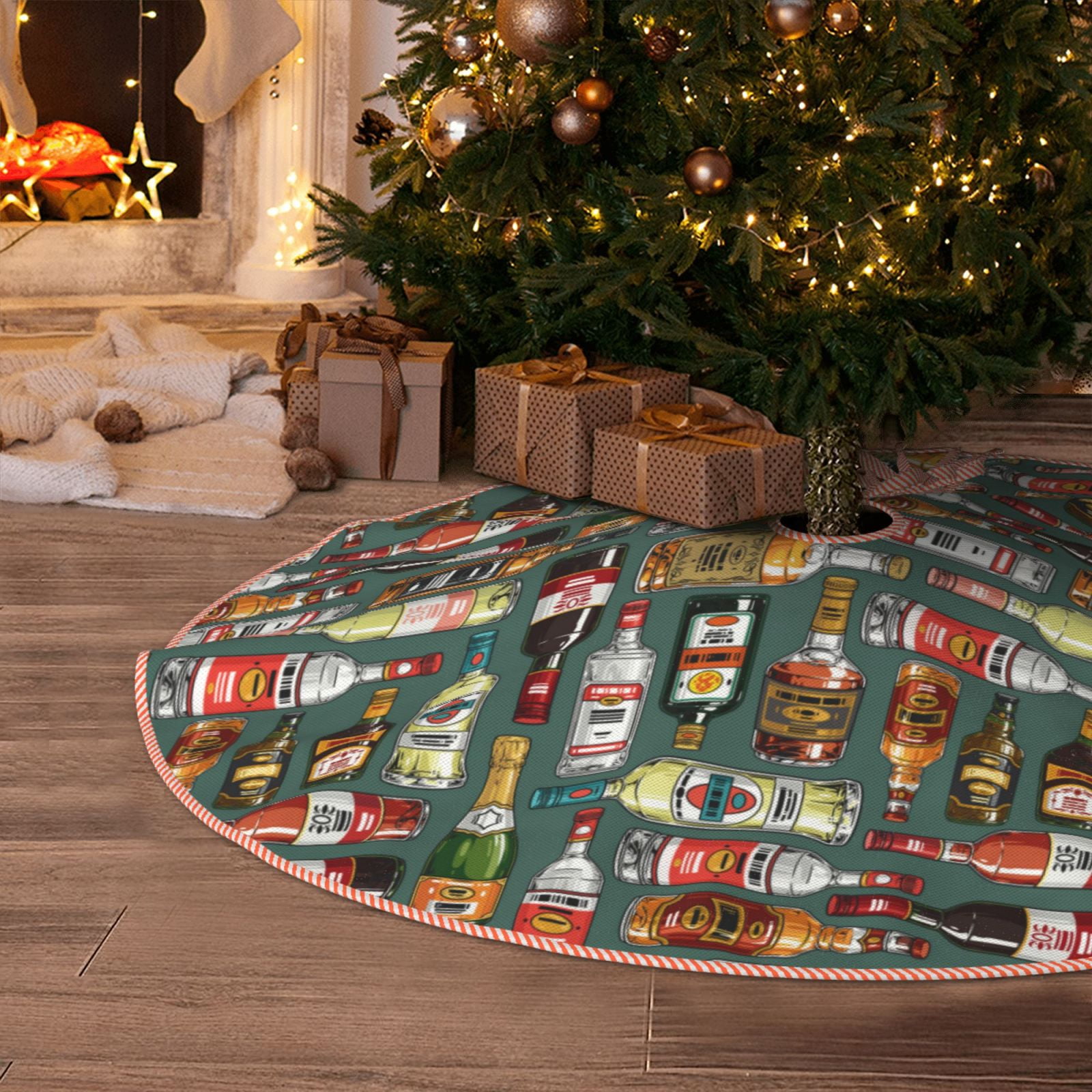Halloween Christmas Tree Skirt - Alcohol Bottles 48 Inches Christmas ...