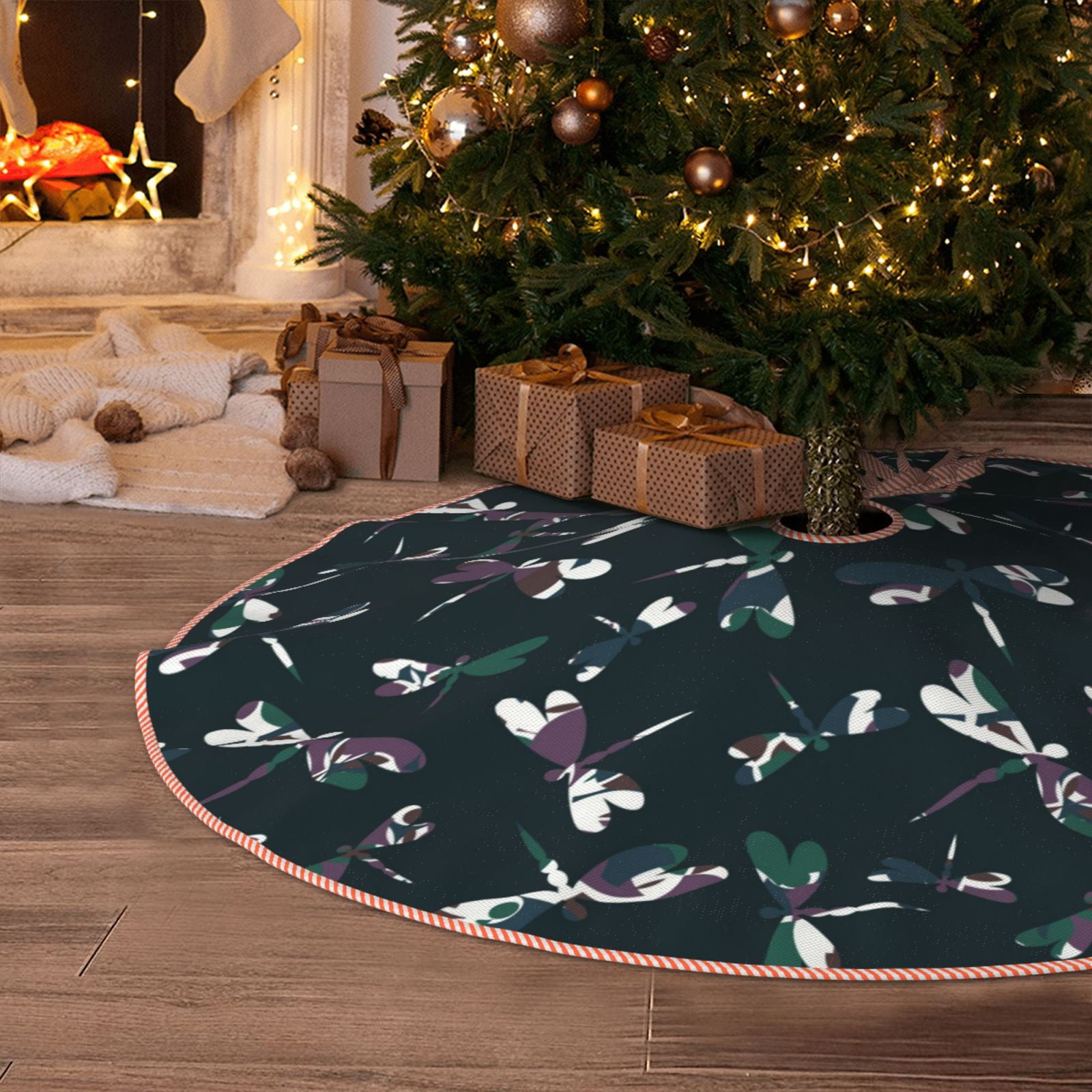 Halloween Christmas Tree Skirt - Camouflage Dragonfly Tree Mat Tree ...