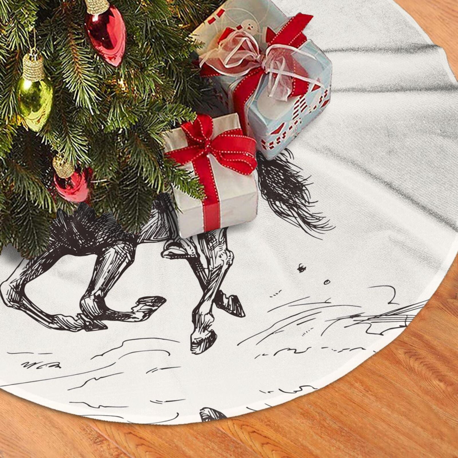 Halloween Christmas Tree Skirt - Cowboy Ride A Horse Tree Mat Tree ...