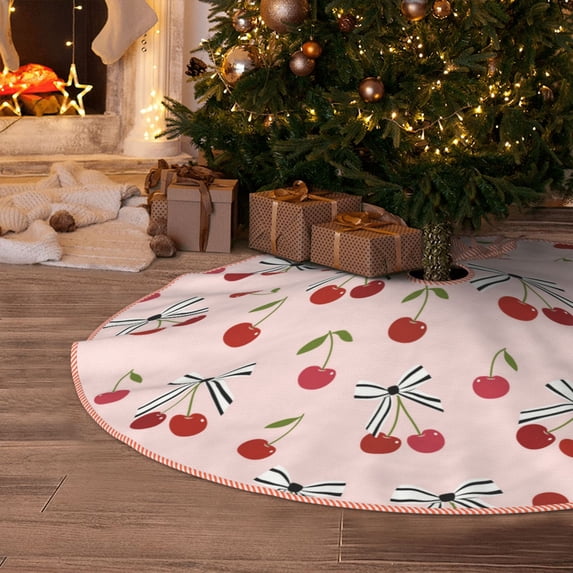 Halloween Christmas Tree Skirt - Cute Red Berry Bow Tie 30 Inches ...