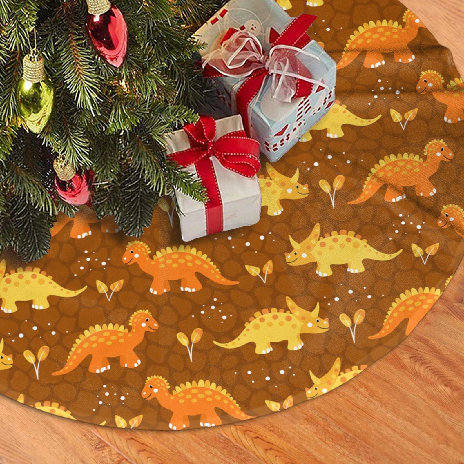 Halloween Christmas Tree Skirt - Dinosaurs and Leaves Tree Mat Tree ...