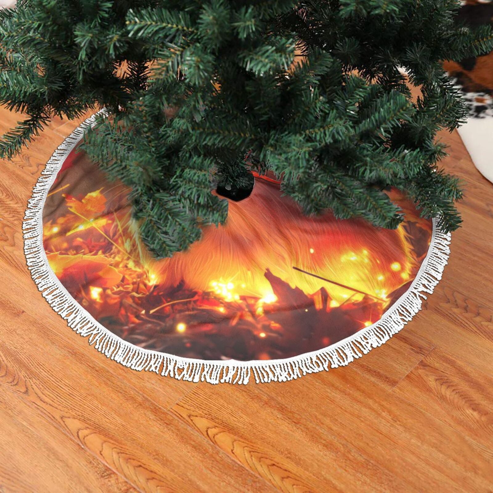 Halloween Christmas Tree Skirt, Golden Autumn Guinea Pig Tree Mat Tree ...