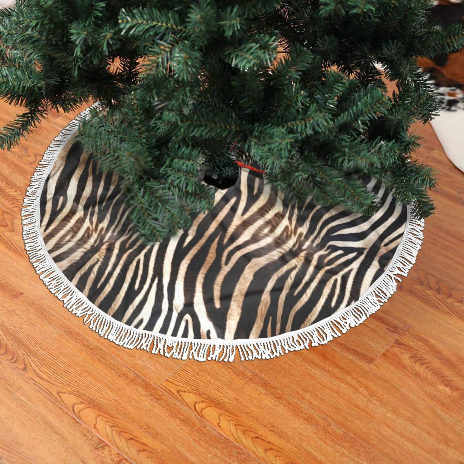 Halloween Christmas Tree Skirt, Realistic Zebra print cool Tree Mat ...