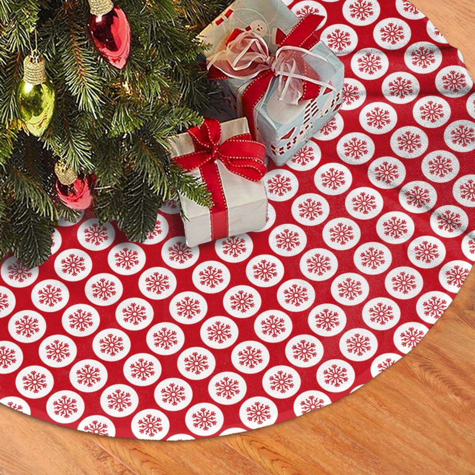 Halloween Christmas Tree Skirt - Snowflakes Tree Mat Tree Skirt for ...