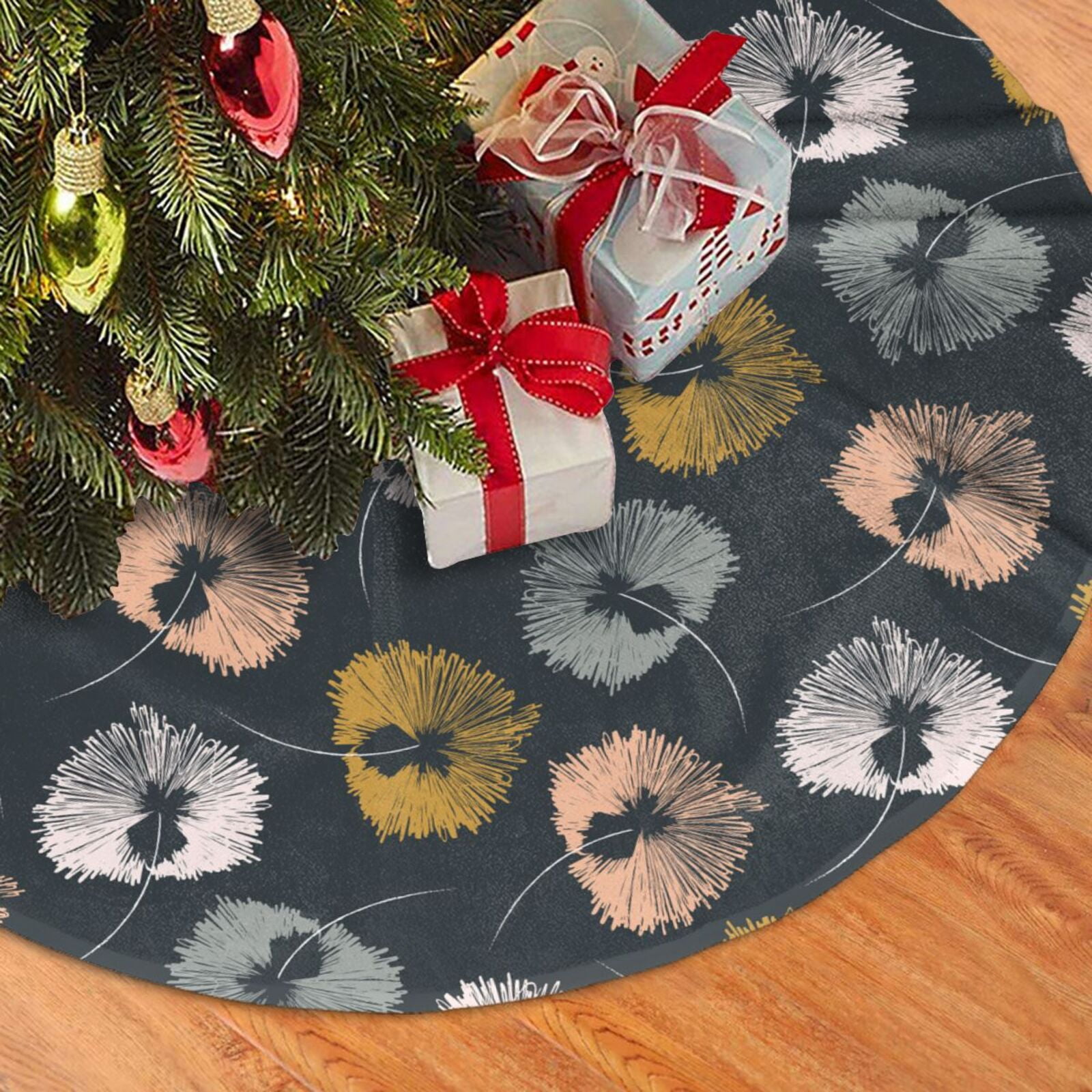 Halloween Christmas Tree Skirt - abstract leaves Tree Mat Tree Skirt ...
