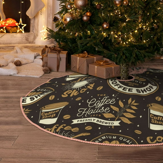 Halloween Christmas Tree Skirt - coffee shop house 30 Inches Christmas ...