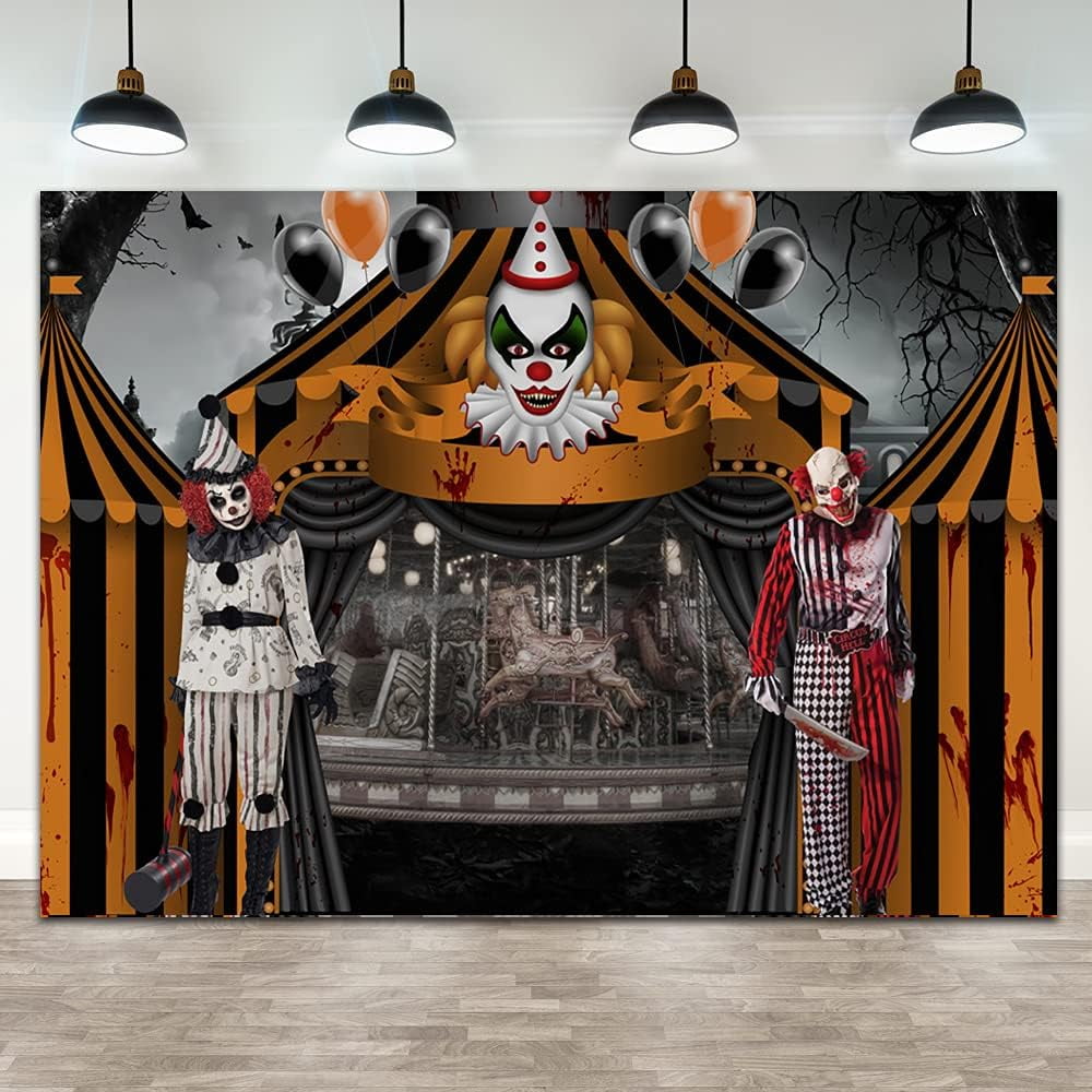 Halloween Circus Backdrop Ceepy Carnival Decorations Giant Evil Crown ...