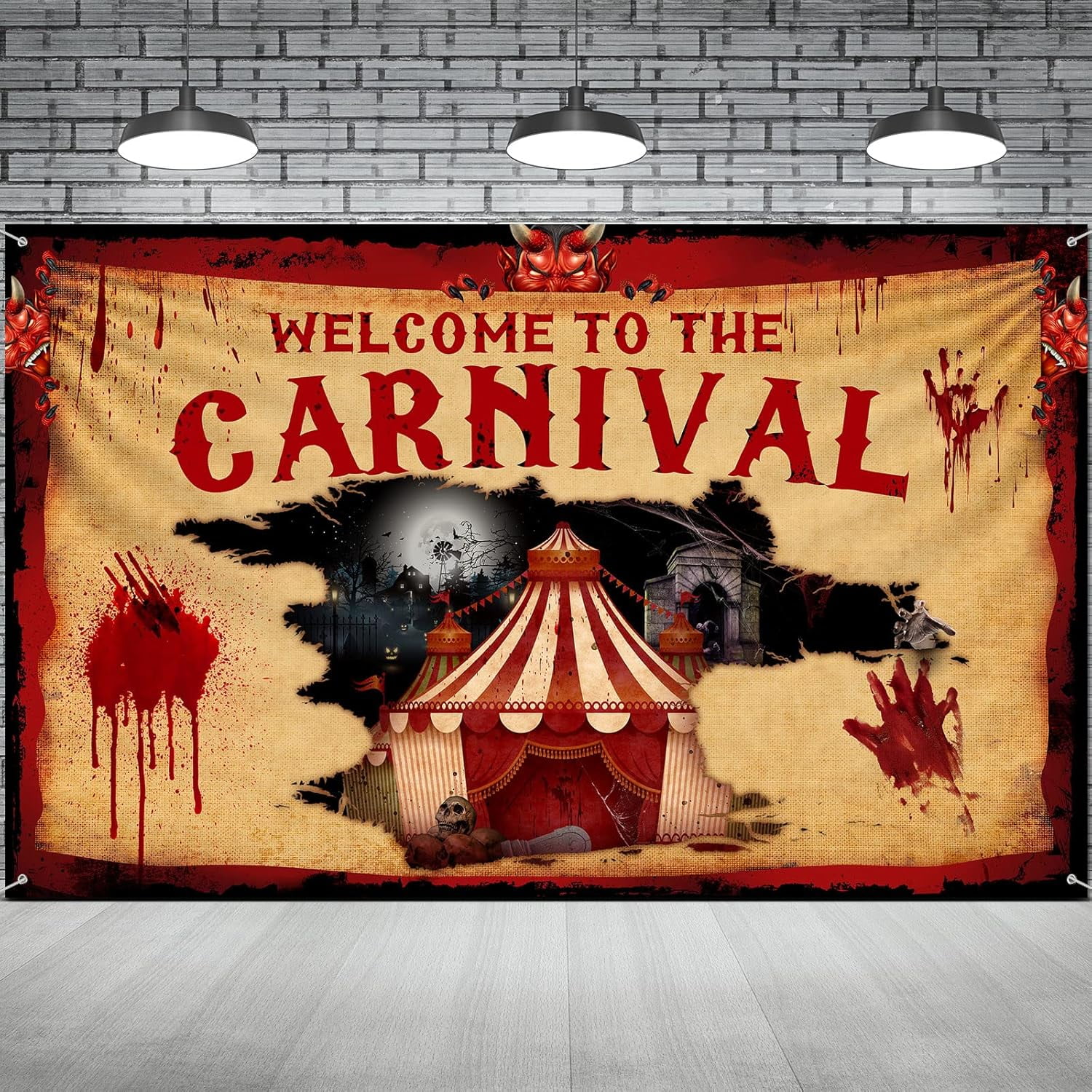 Halloween Circus Backdrop Creepy Carnival Party Decoration Horror Theme ...