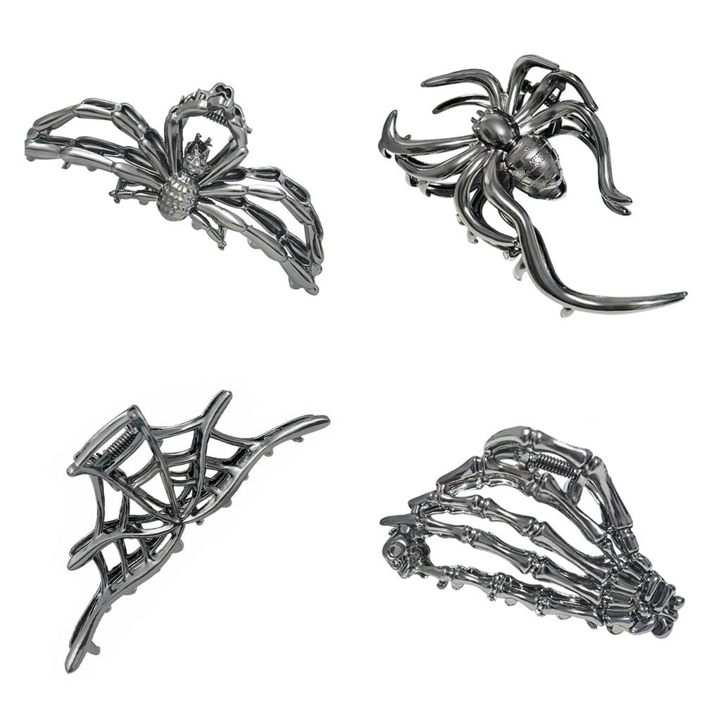 Halloween Claw Clips Goth Accessories 3PCS/4PCS Black Spider Web ...