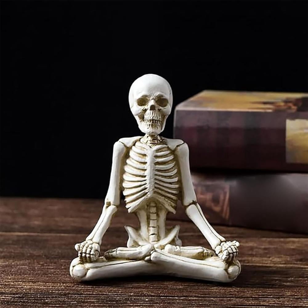 FELTREE Halloween Yoga Skeletons Statue Resin Gothic Body Bones Model ...