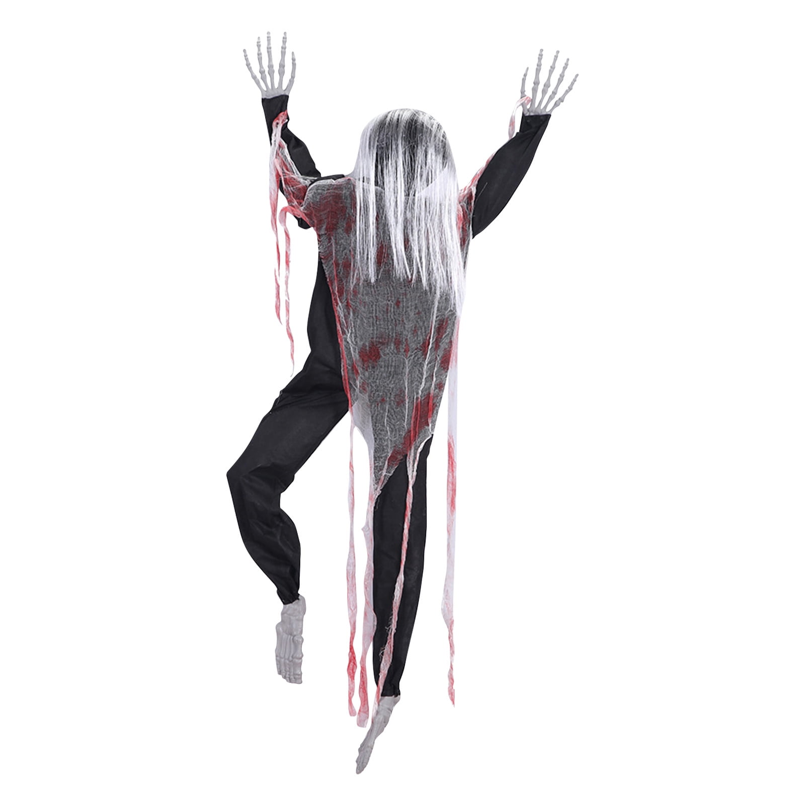 Halloween Climbing Skeleton Decoration with Tattered Robe, Spooky Wall ...