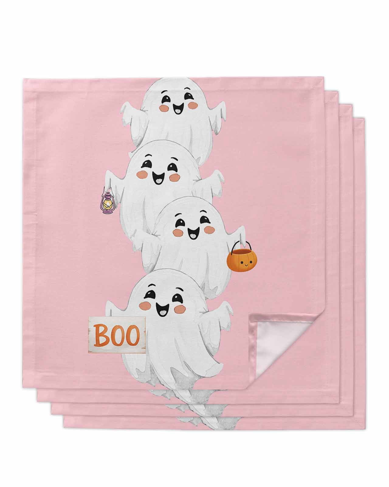Halloween Cloth Napkins Set of 4 Reusable Dinner Napkins, Cartoon Cute ...