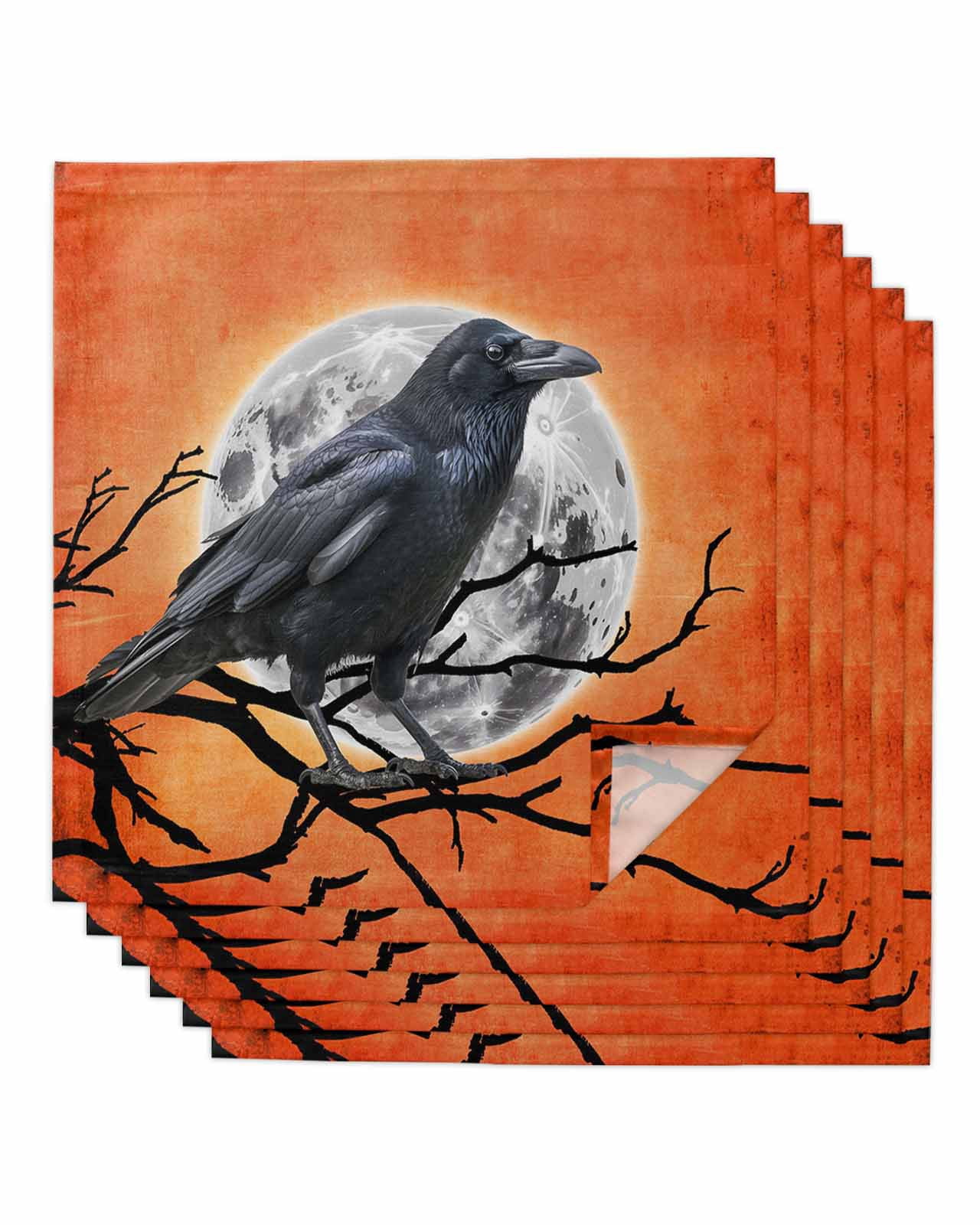 Halloween Cloth Napkins Set of 6 Reusable Dinner Napkins, Black ...