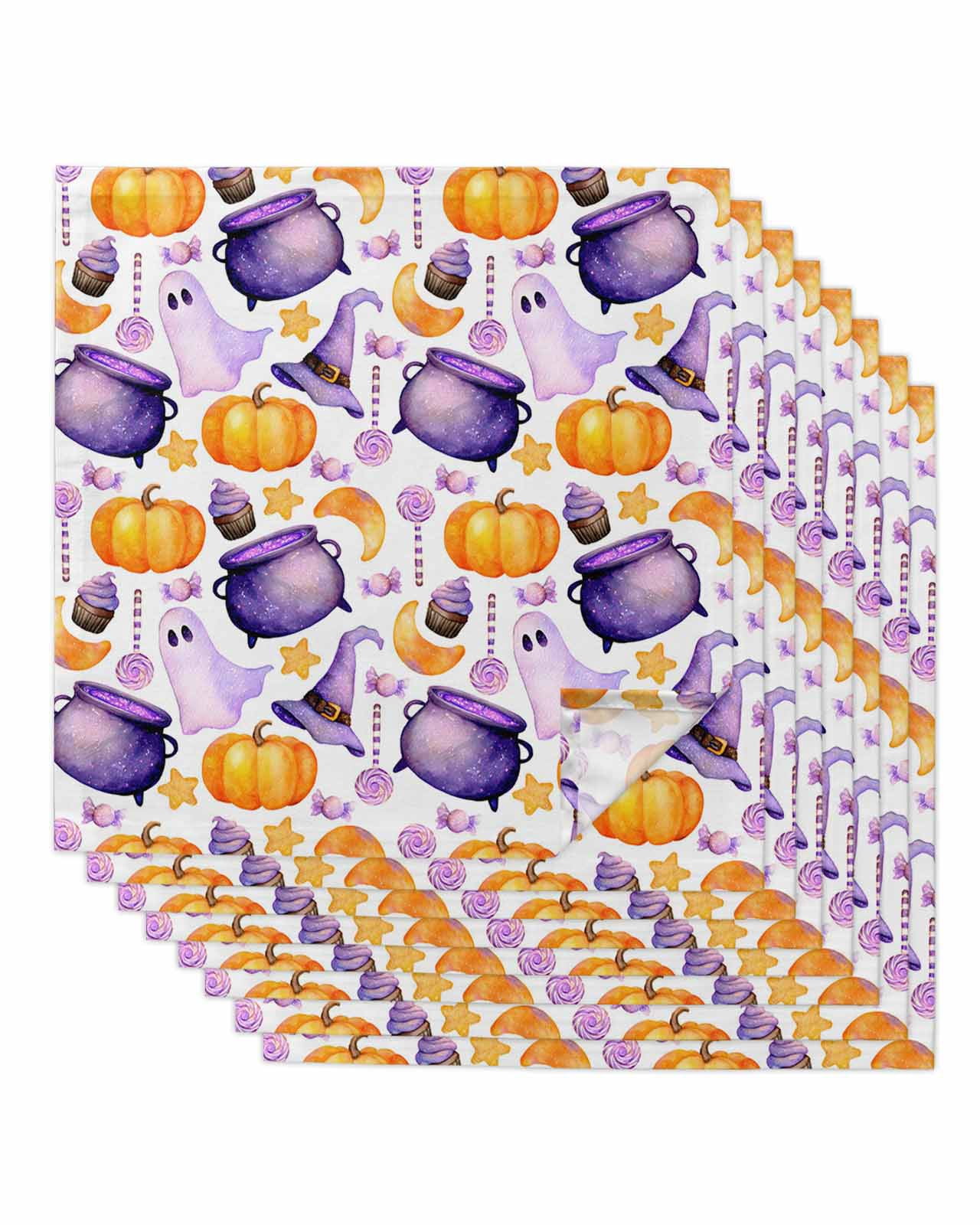 Halloween Cloth Napkins Set of 8 Reusable Dinner Napkins, Purple Magic ...