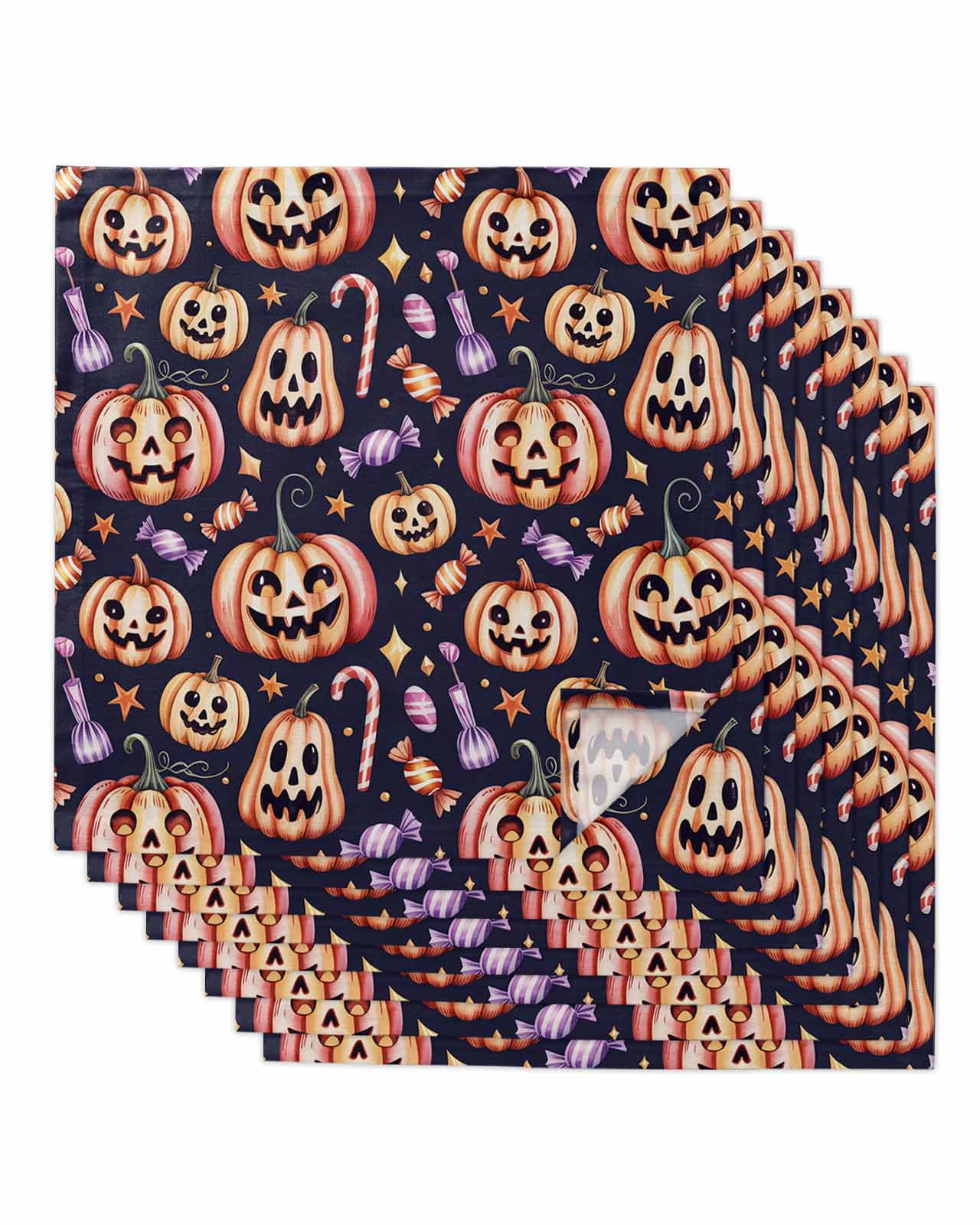 Halloween Cloth Napkins Set of 8 Reusable Dinner Napkins, Spooky ...