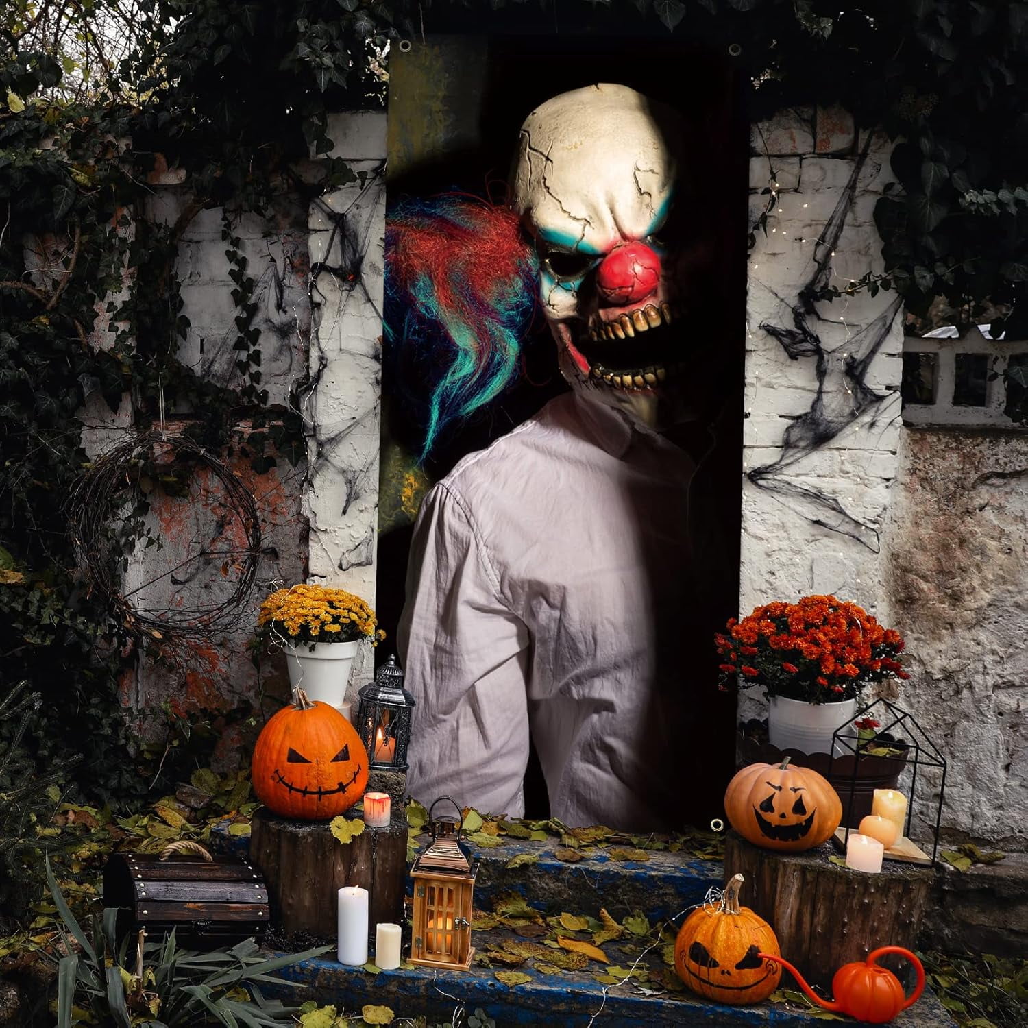 Halloween Clown Decorations Scary Ghost Door Cover 79 x 35 Inches ...