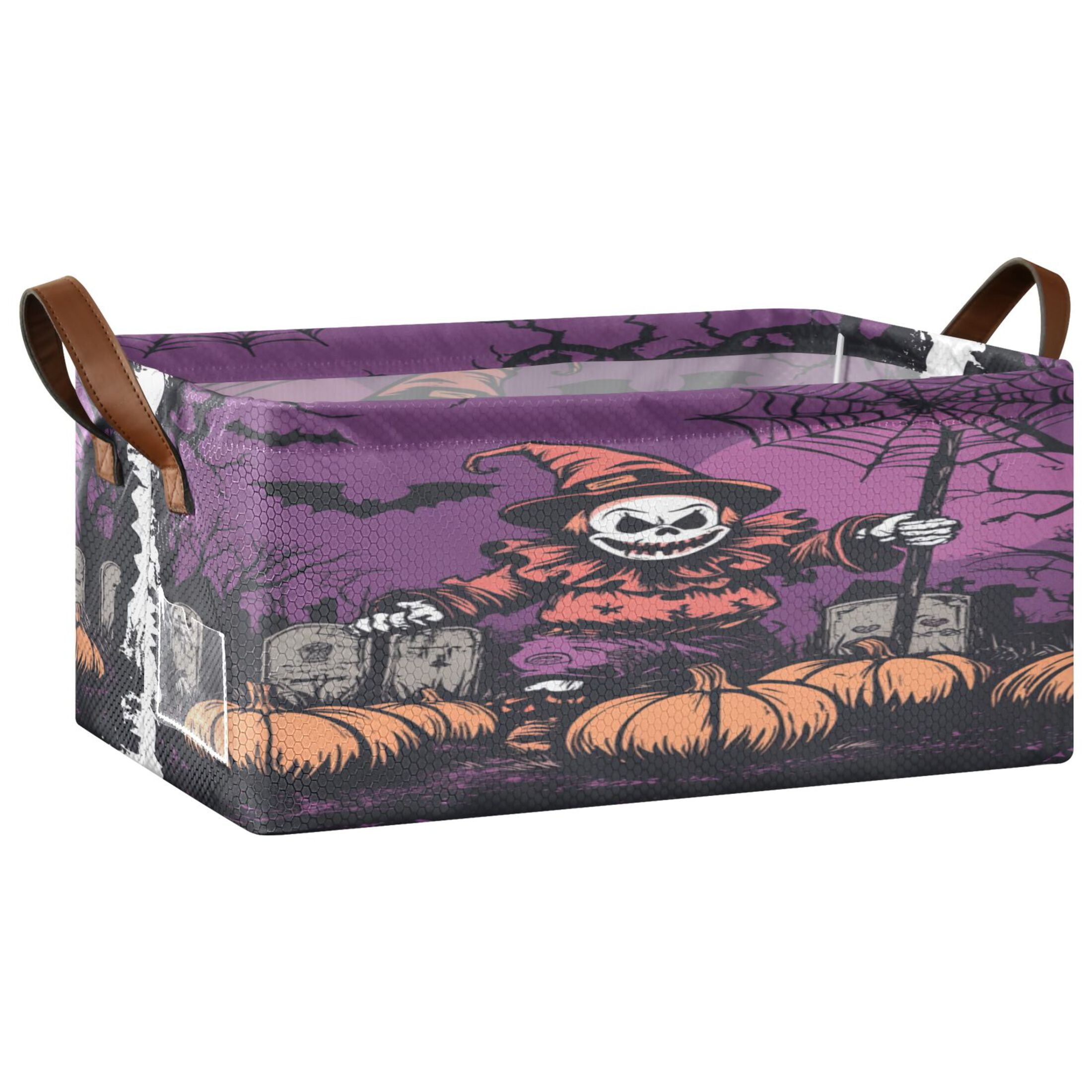 Halloween Clown Storage Basket Soccer Plaid Fabric Hoard Box Oversized ...